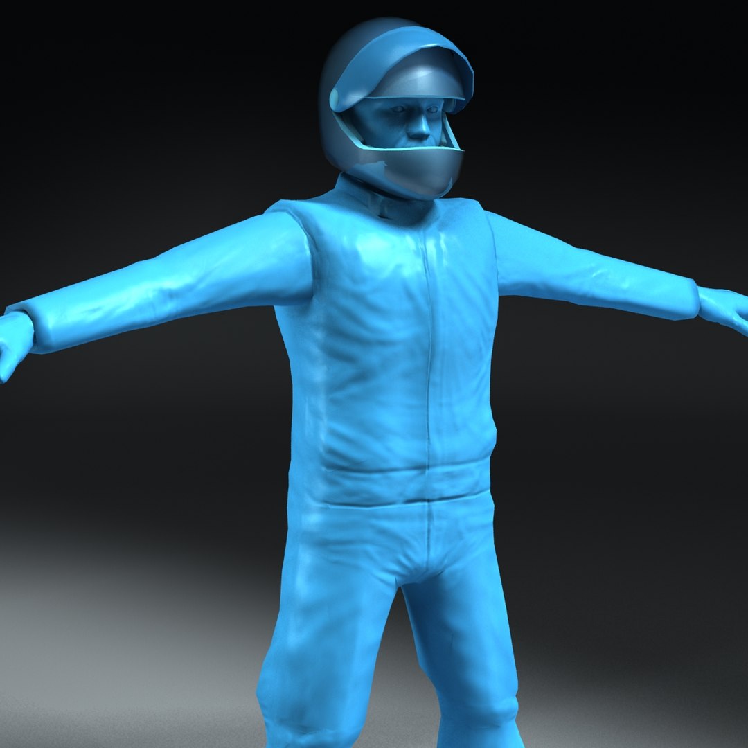 3d rigged racing driver model
