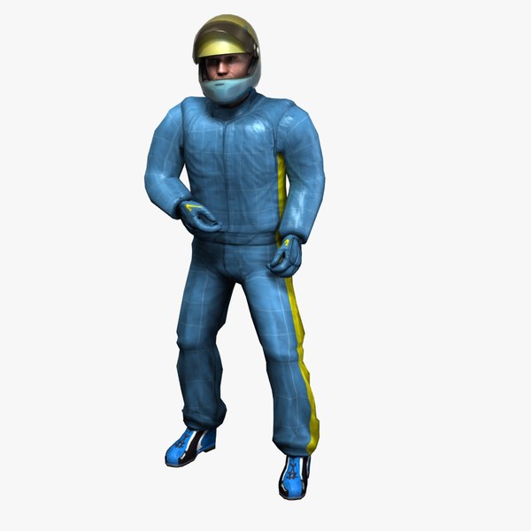 3d rigged racing driver model