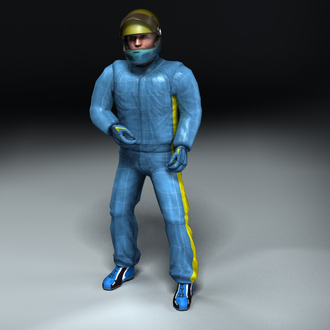 3d rigged racing driver model