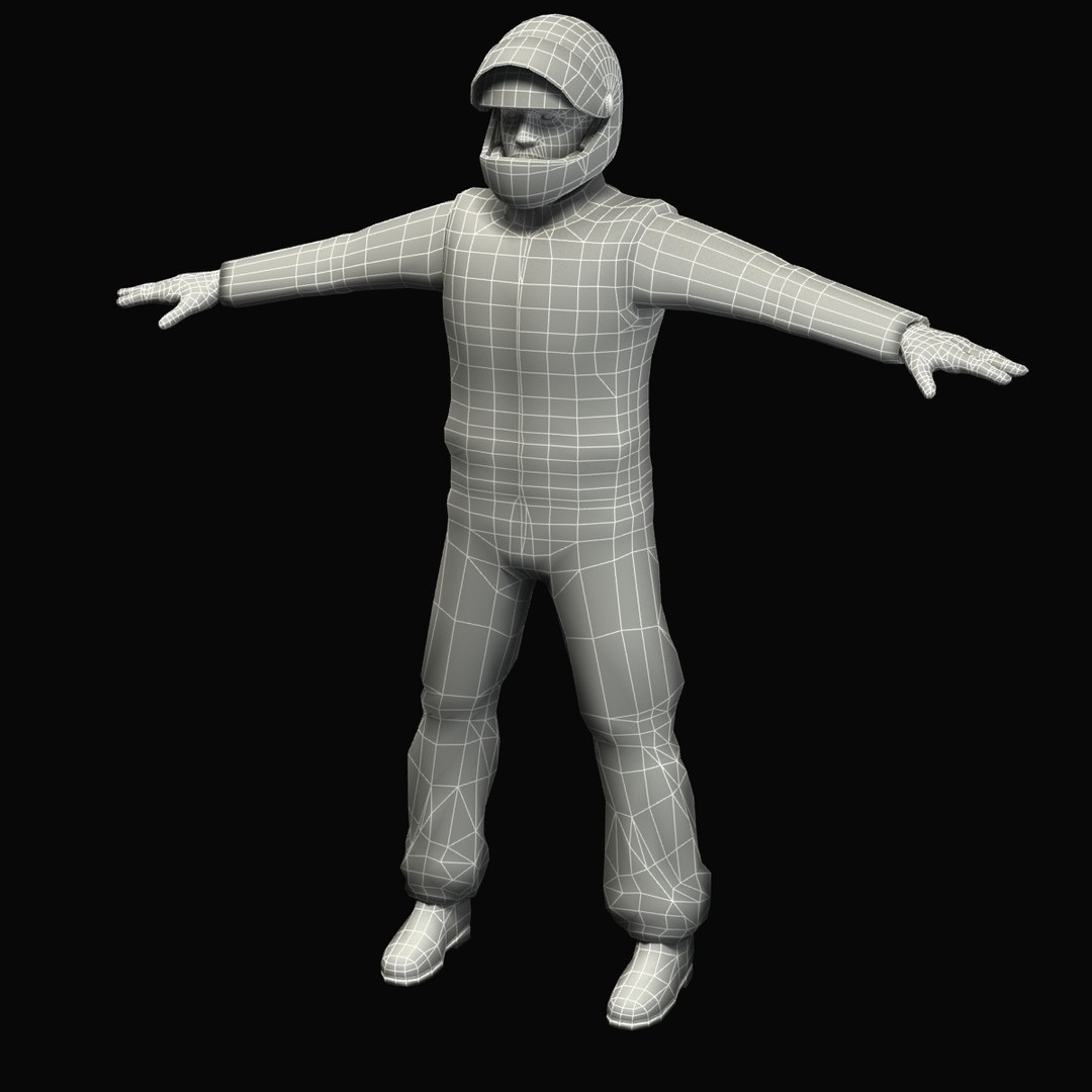 3d rigged racing driver model