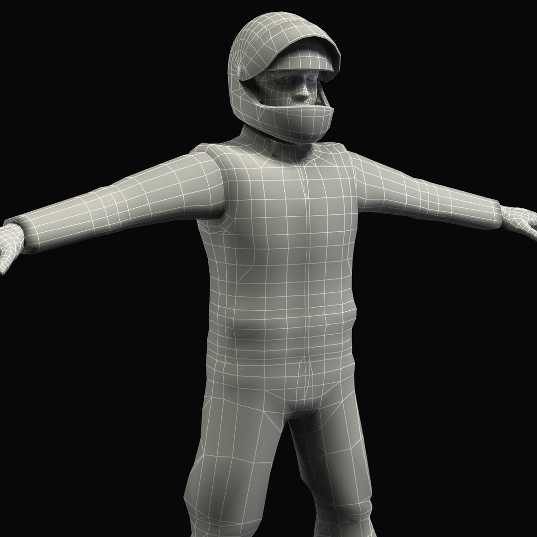 3d rigged racing driver model