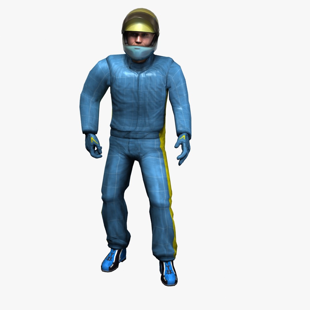 3d rigged racing driver model