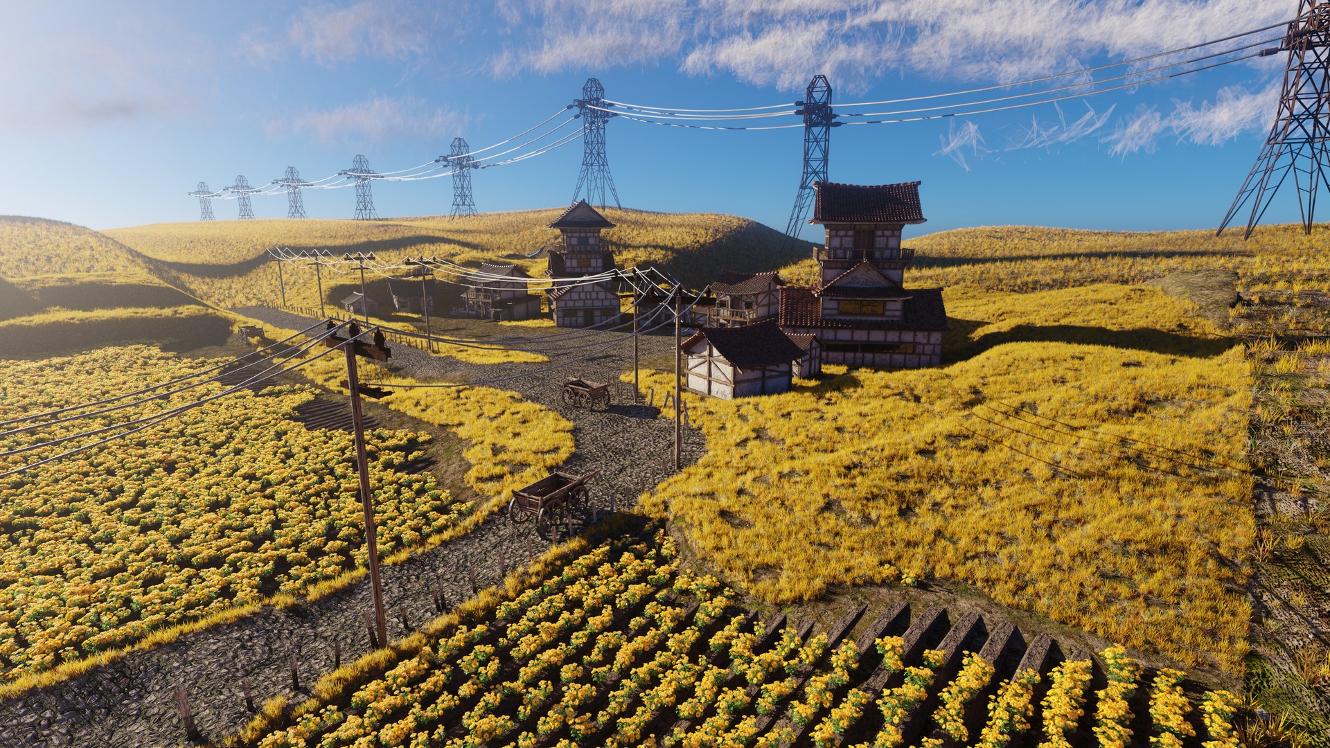 3D Farm Flower Field Scene - TurboSquid 1959863