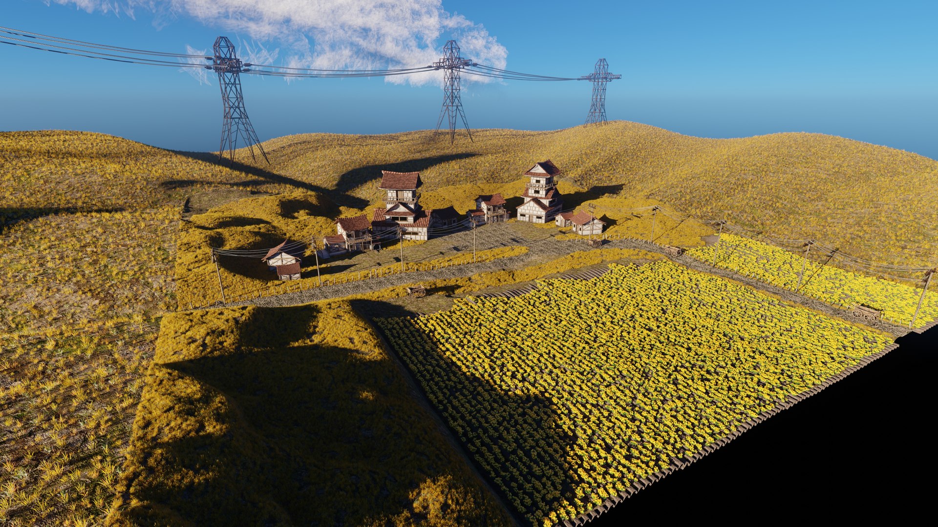 3D Farm Flower Field Scene - TurboSquid 1959863