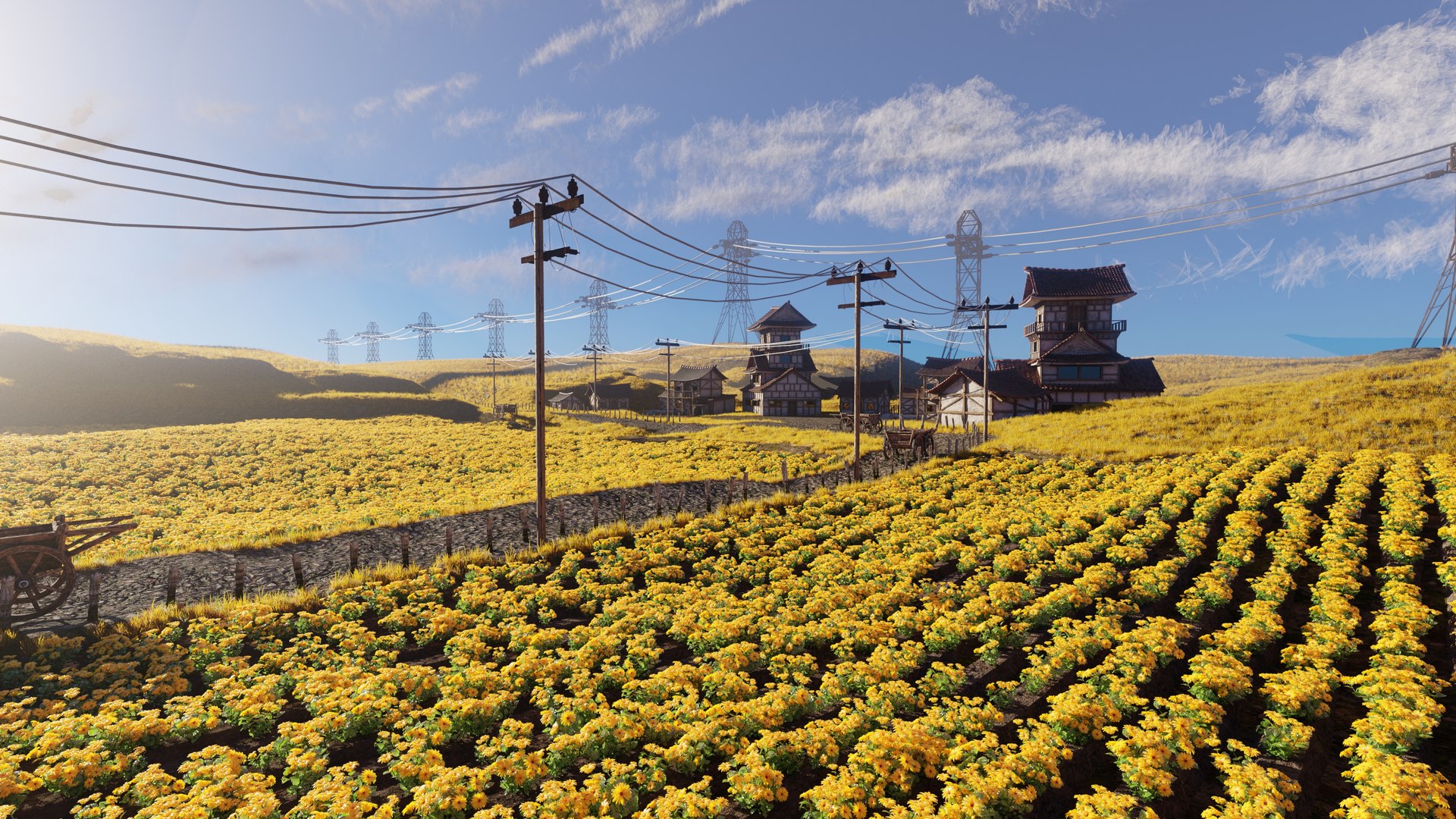 3D Farm Flower Field Scene - TurboSquid 1959863