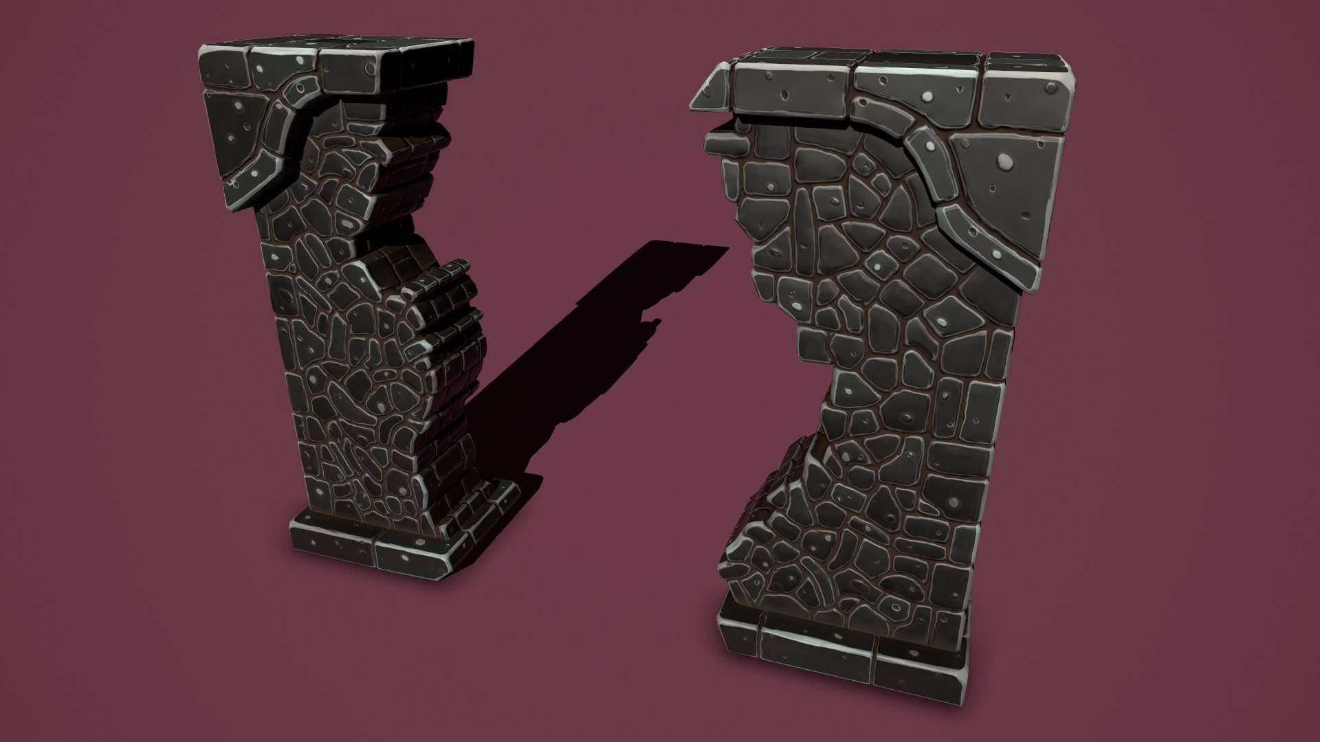 3D Model Fantasy Wall 2 Broken - TurboSquid 1716735