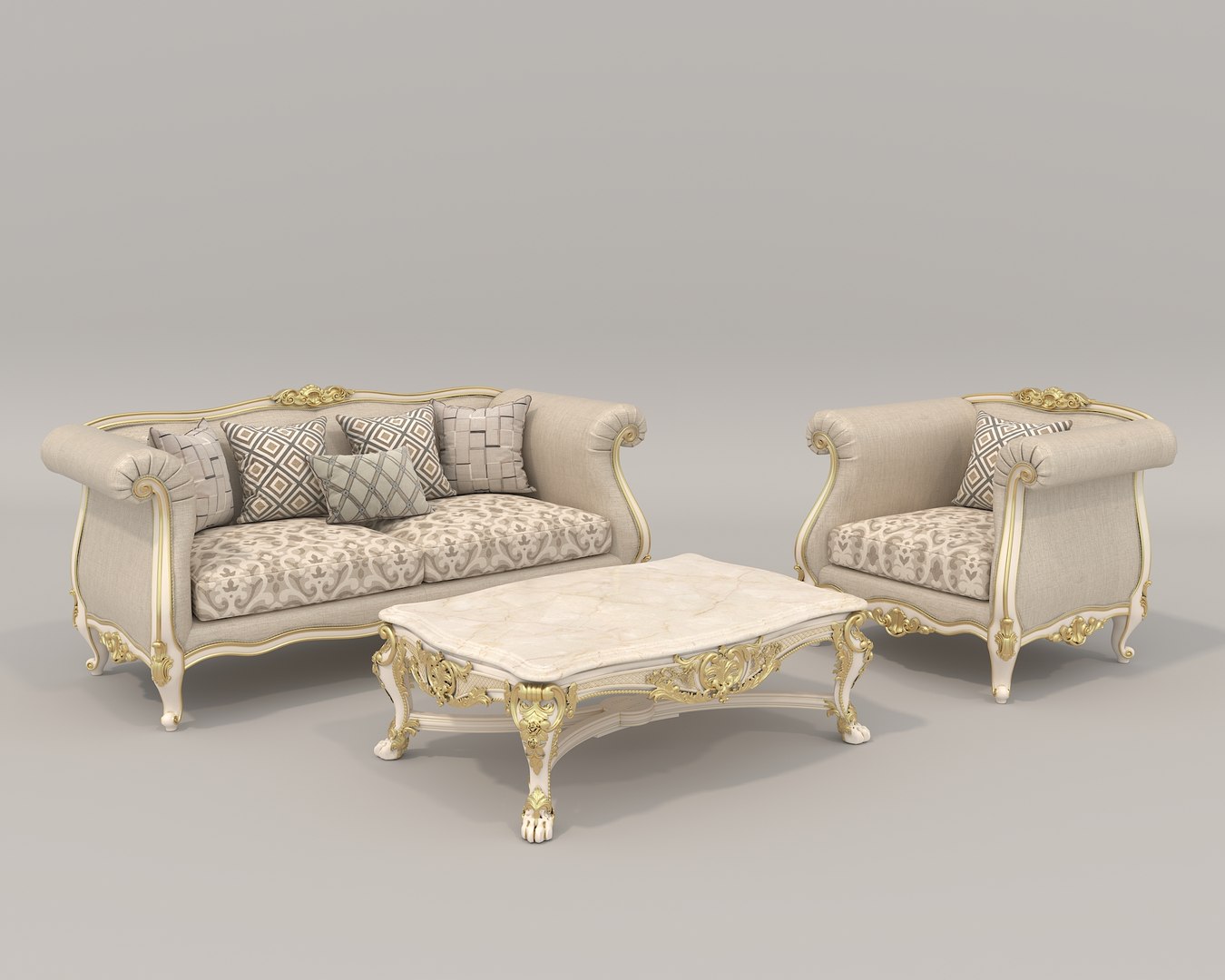 Classic Sofa and Armchair 2 3D model - TurboSquid 2147852