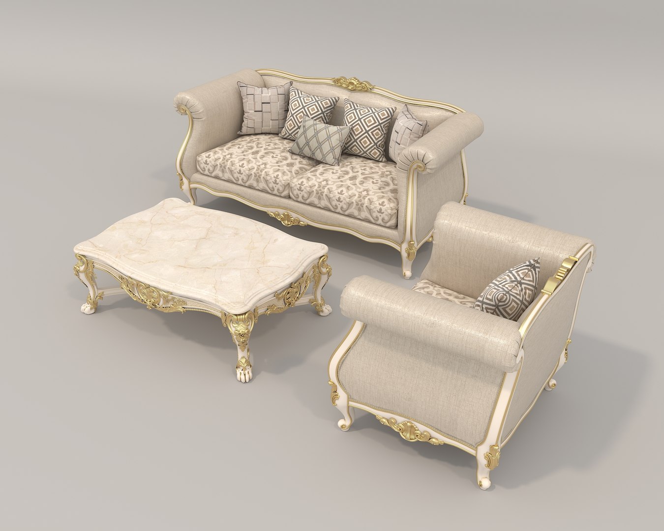 Classic Sofa and Armchair 2 3D model - TurboSquid 2147852