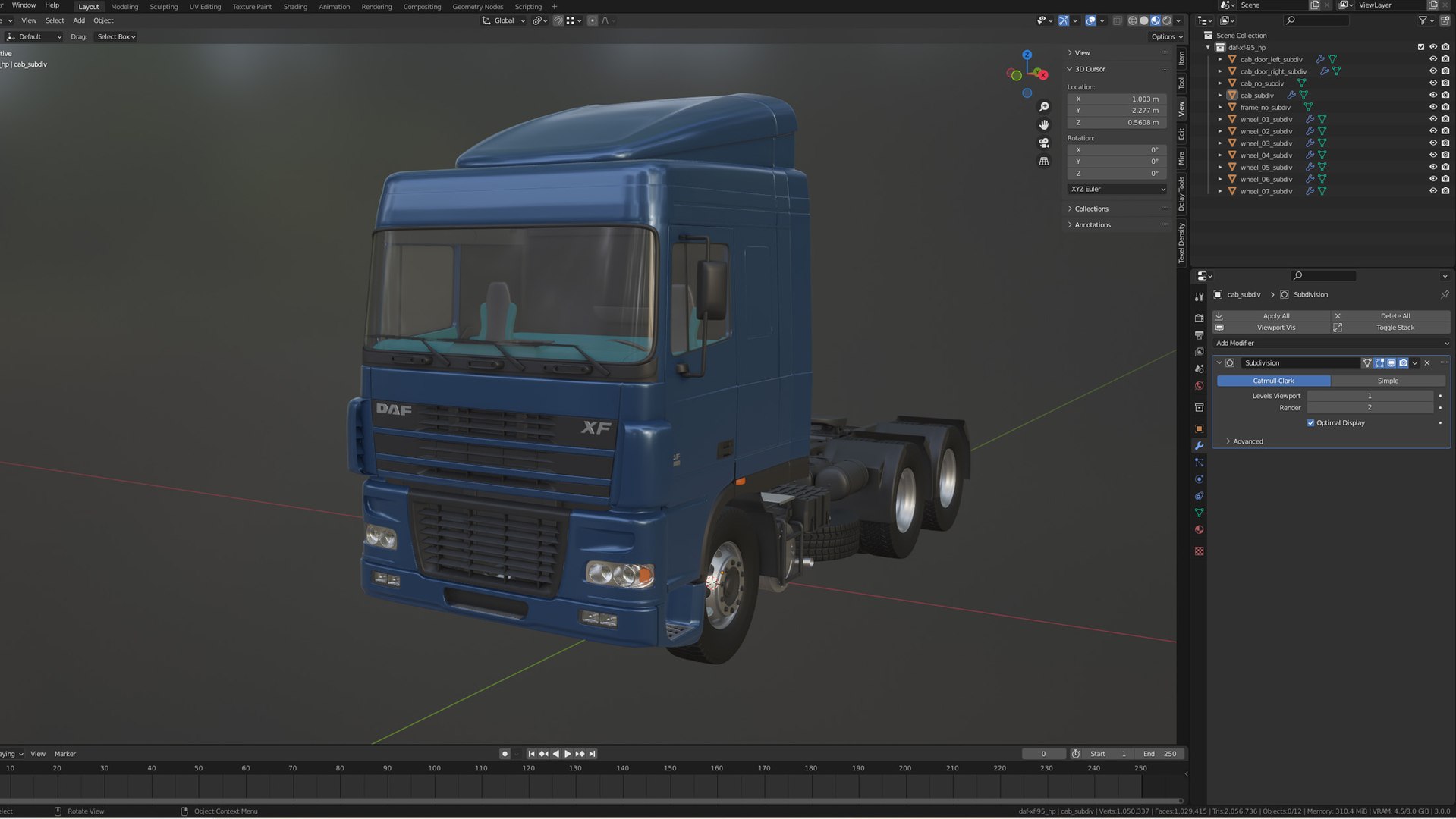 Truck daf xf 95 3D - TurboSquid 1244199