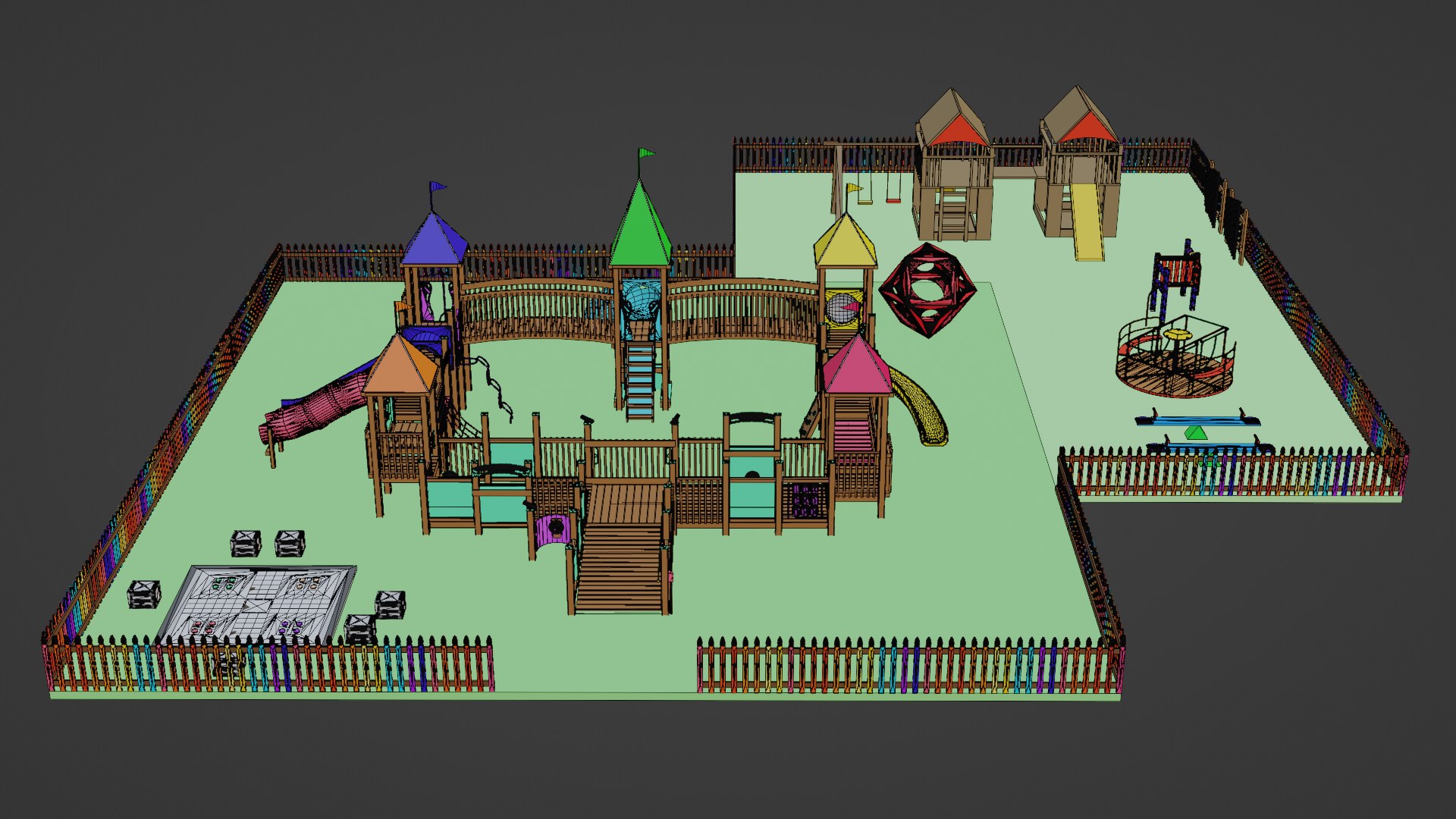 3D Playground Park Landscape Design - TurboSquid 2147708