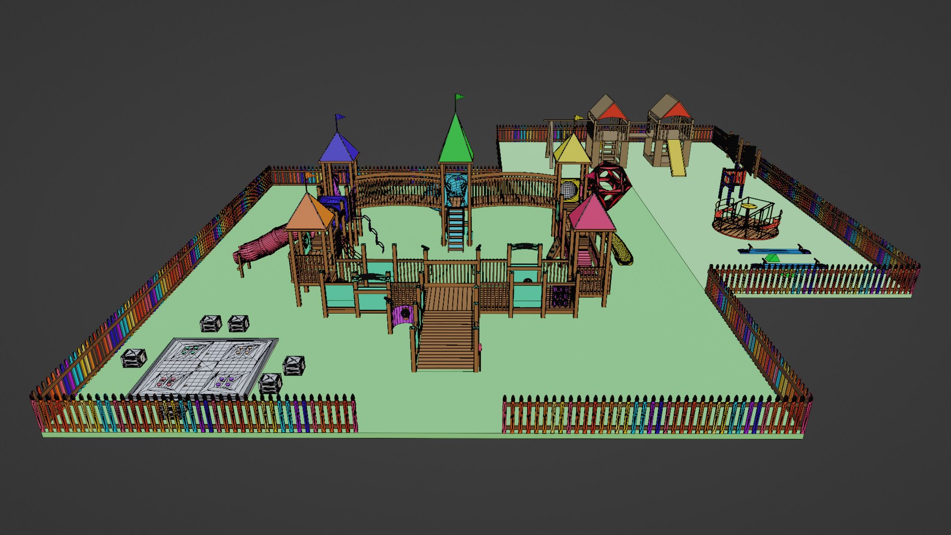 3D Playground Park Landscape Design - TurboSquid 2147708