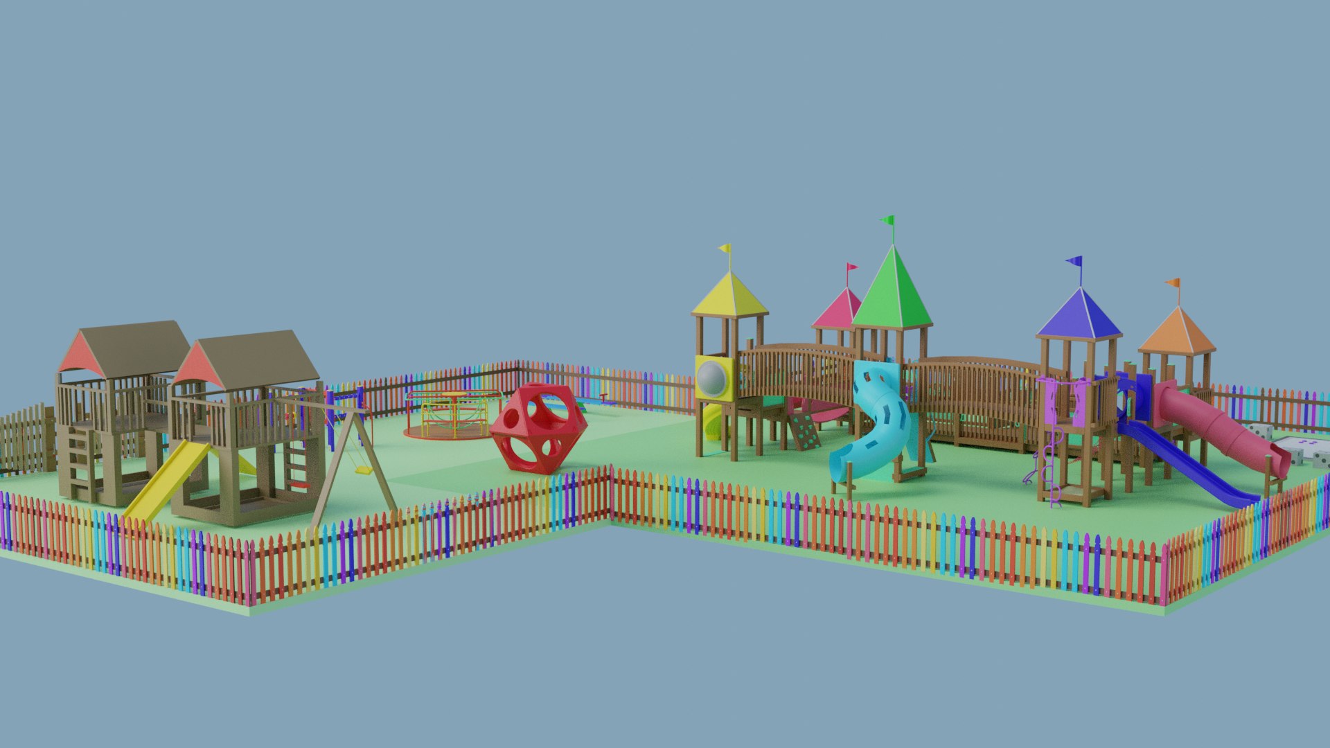 3D Playground Park Landscape Design - TurboSquid 2147708