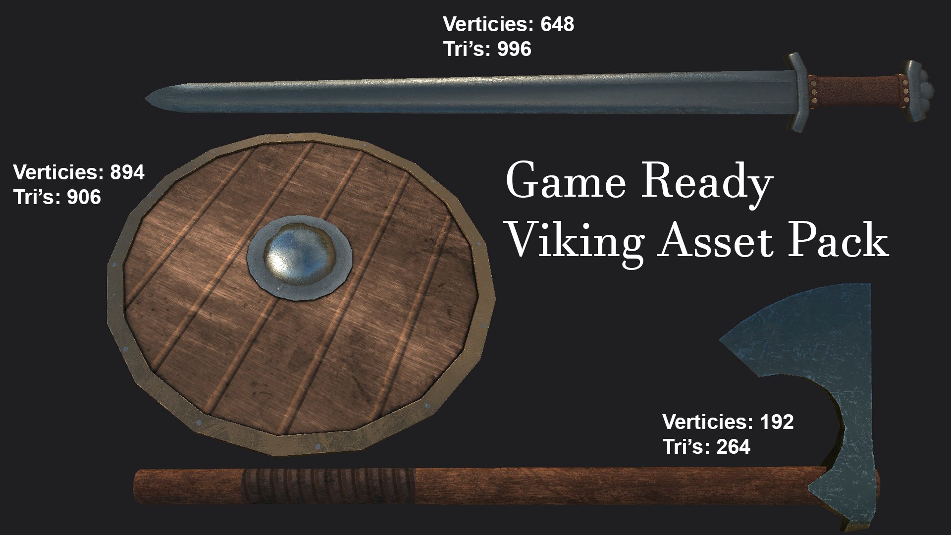 3d asset viking sword shield
