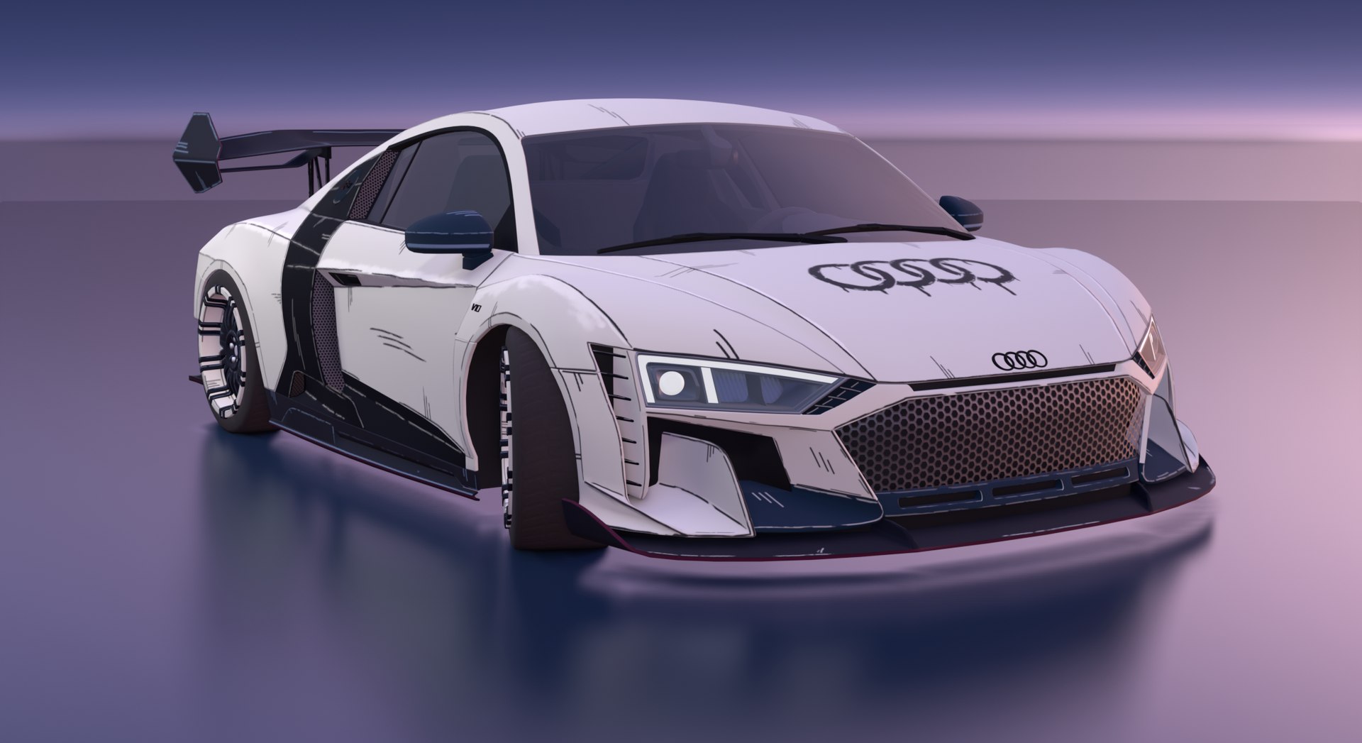 Cartoon Audi R8 In 2D Style 3D Model 3D Model - TurboSquid 2194060