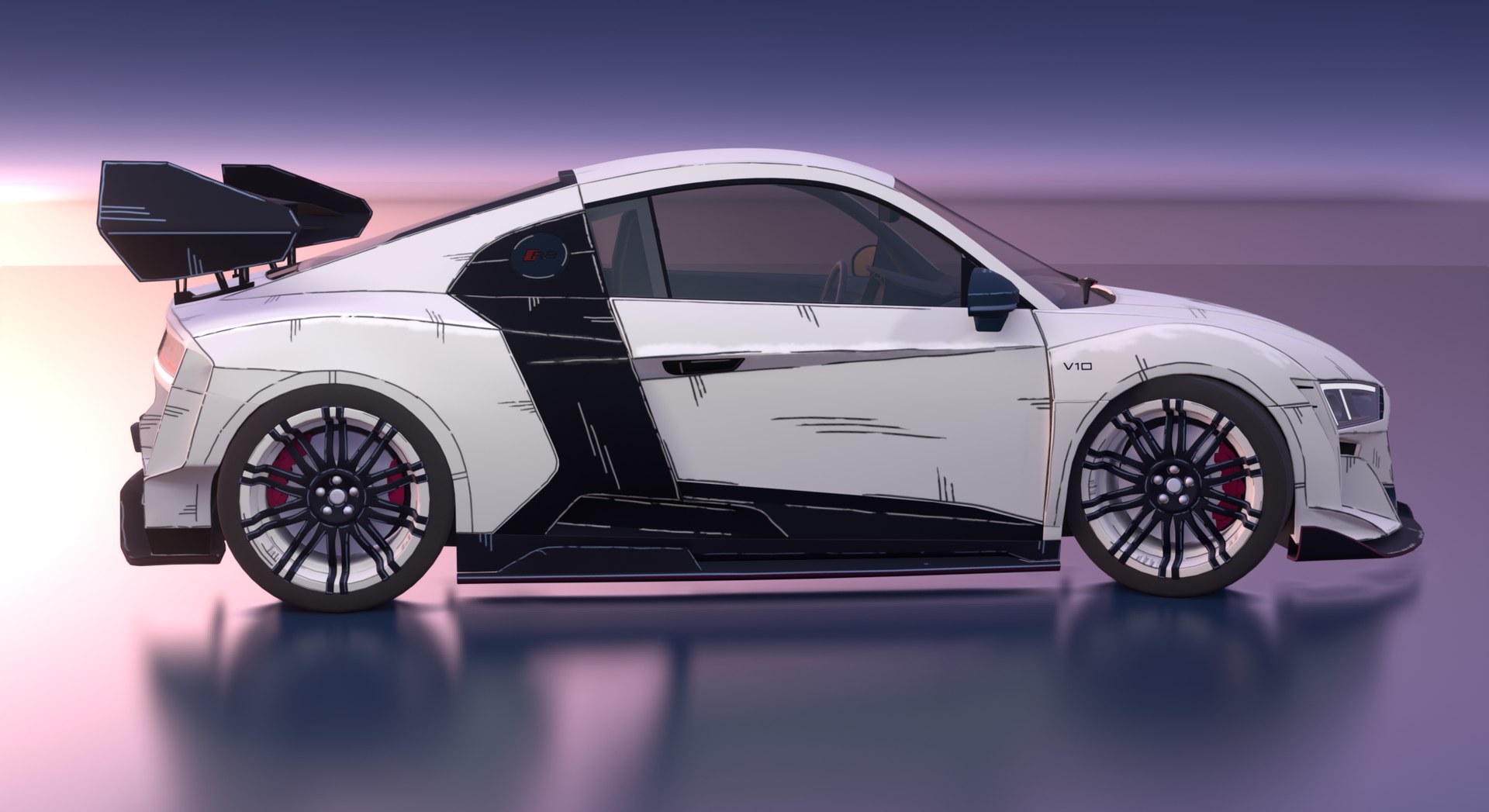 Cartoon Audi R8 In 2D Style 3D Model 3D Model - TurboSquid 2194060