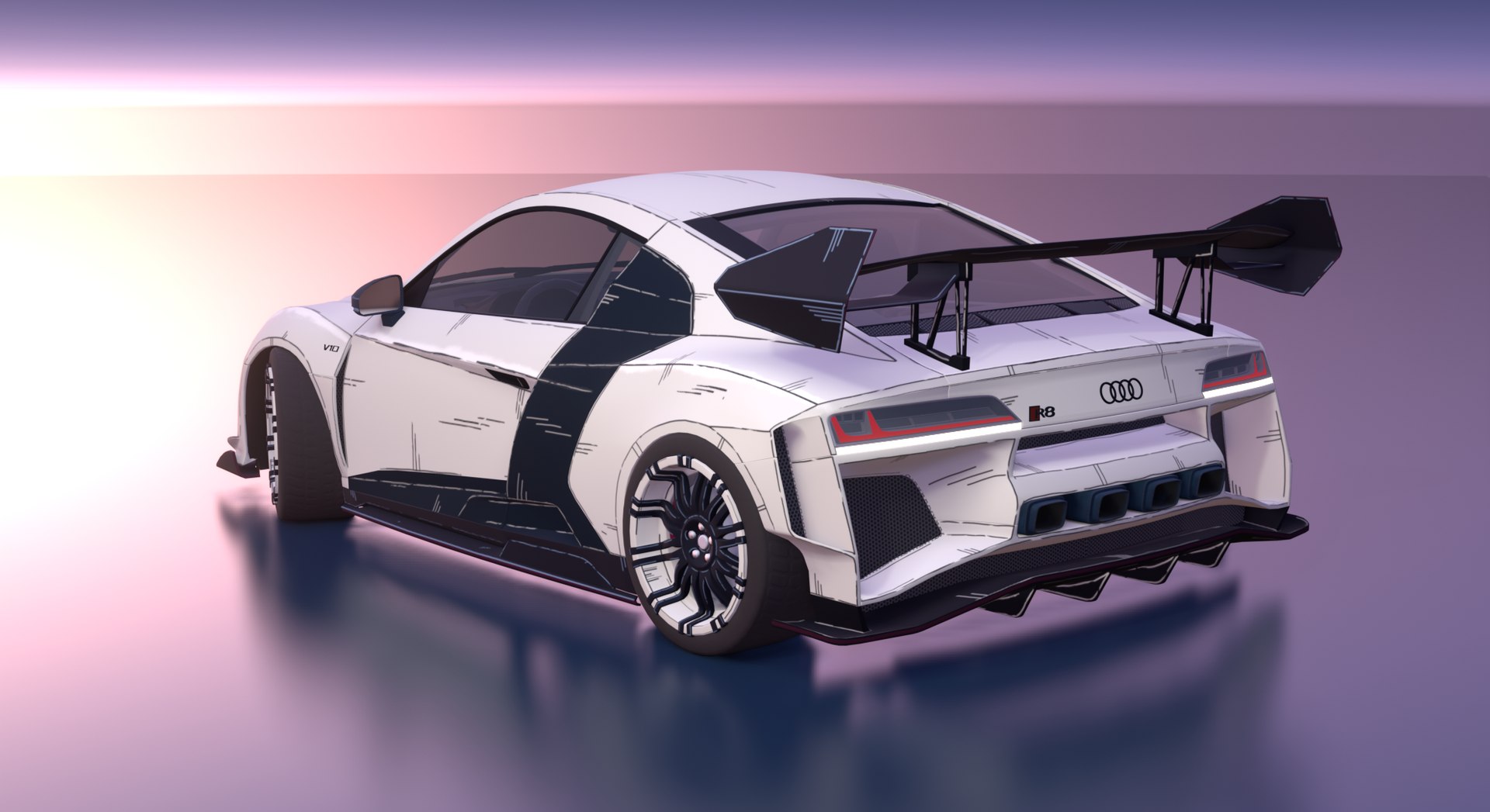 Cartoon Audi R8 In 2D Style 3D Model 3D Model - TurboSquid 2194060