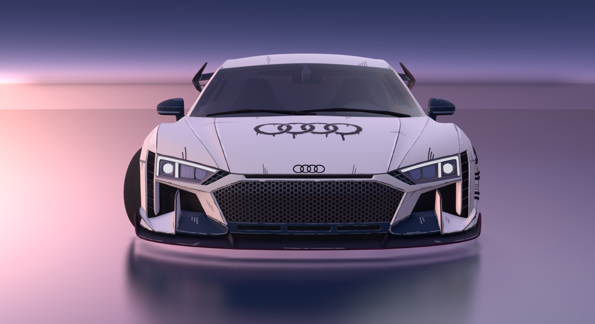 Cartoon Audi R8 In 2D Style 3D Model 3D Model - TurboSquid 2194060