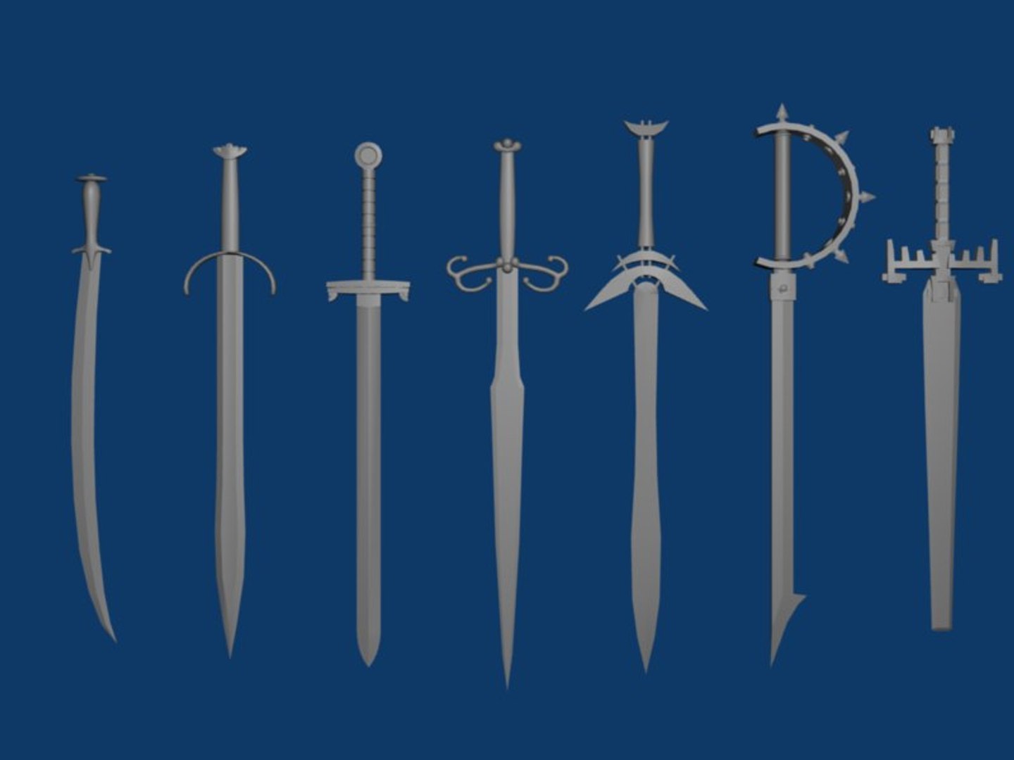 3d Model Seven Sword Set