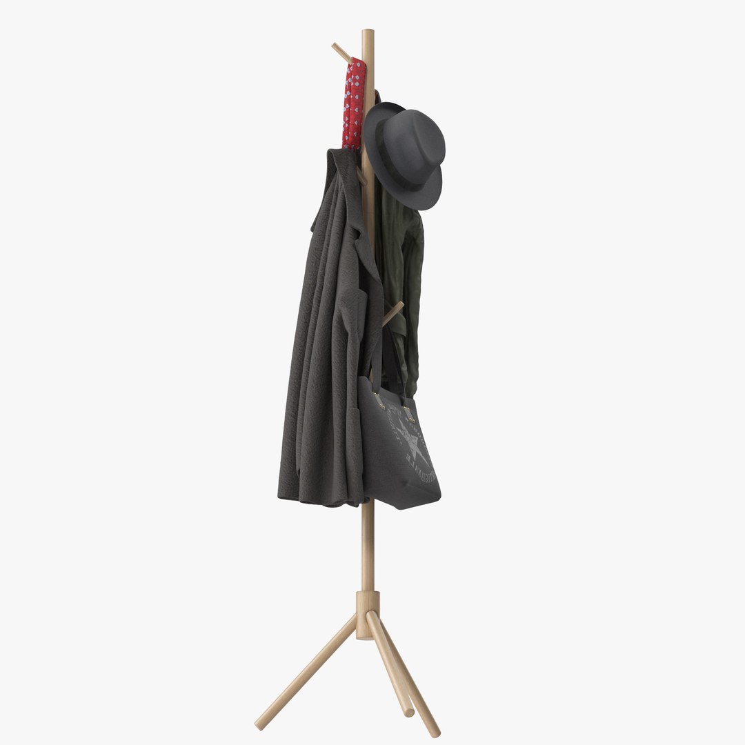 Lendra deluxe wooden coat rack 3D model - TurboSquid 1414032
