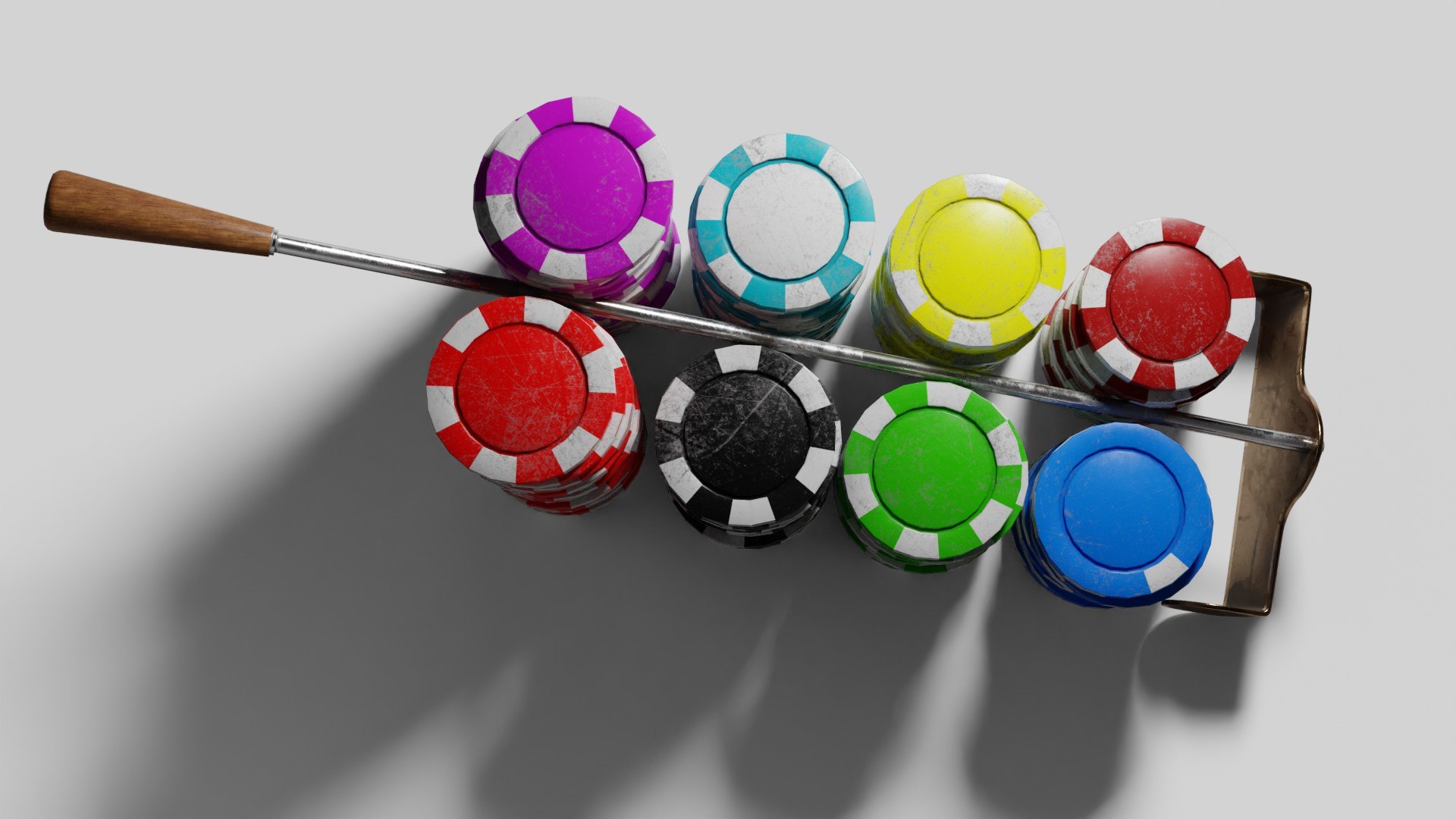 Roulette Rake With 4k Pbr Textures Clean And Dusty Version 3D Model ...