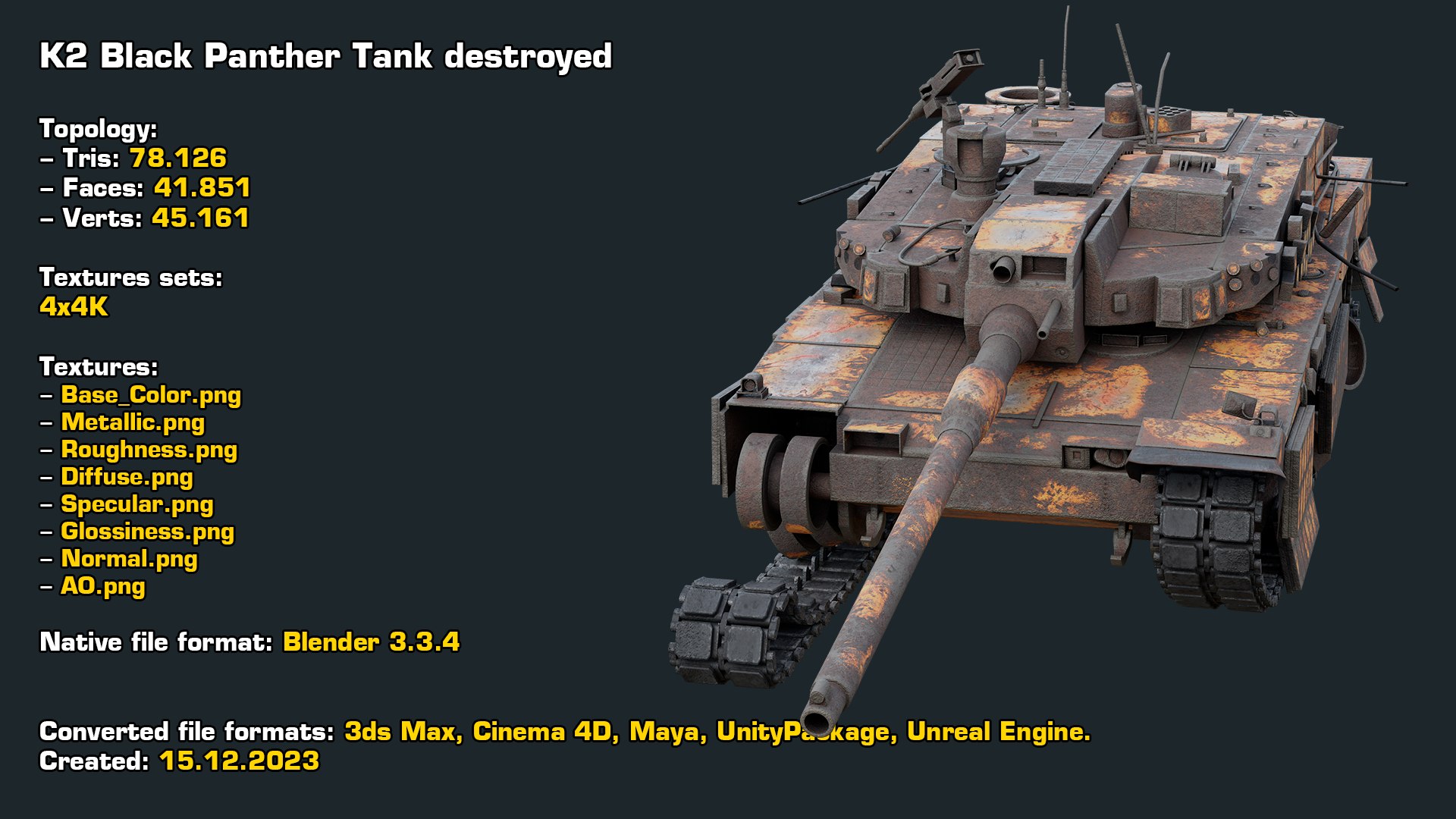 3D K2 Black Panther Burnt Tank - TurboSquid 2165468