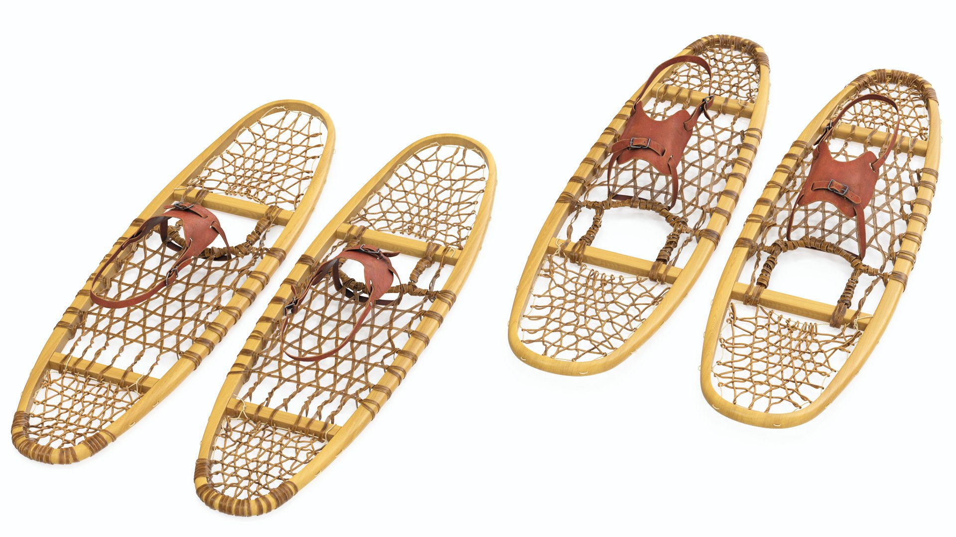 3D Canadian Wood Snowshoes Ready To Wear Model - TurboSquid 2161959