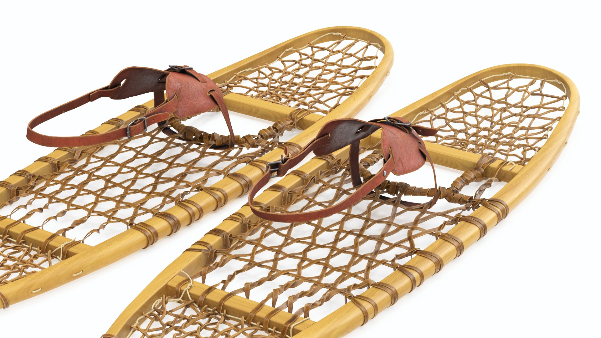 3D Canadian Wood Snowshoes Ready To Wear Model - TurboSquid 2161959