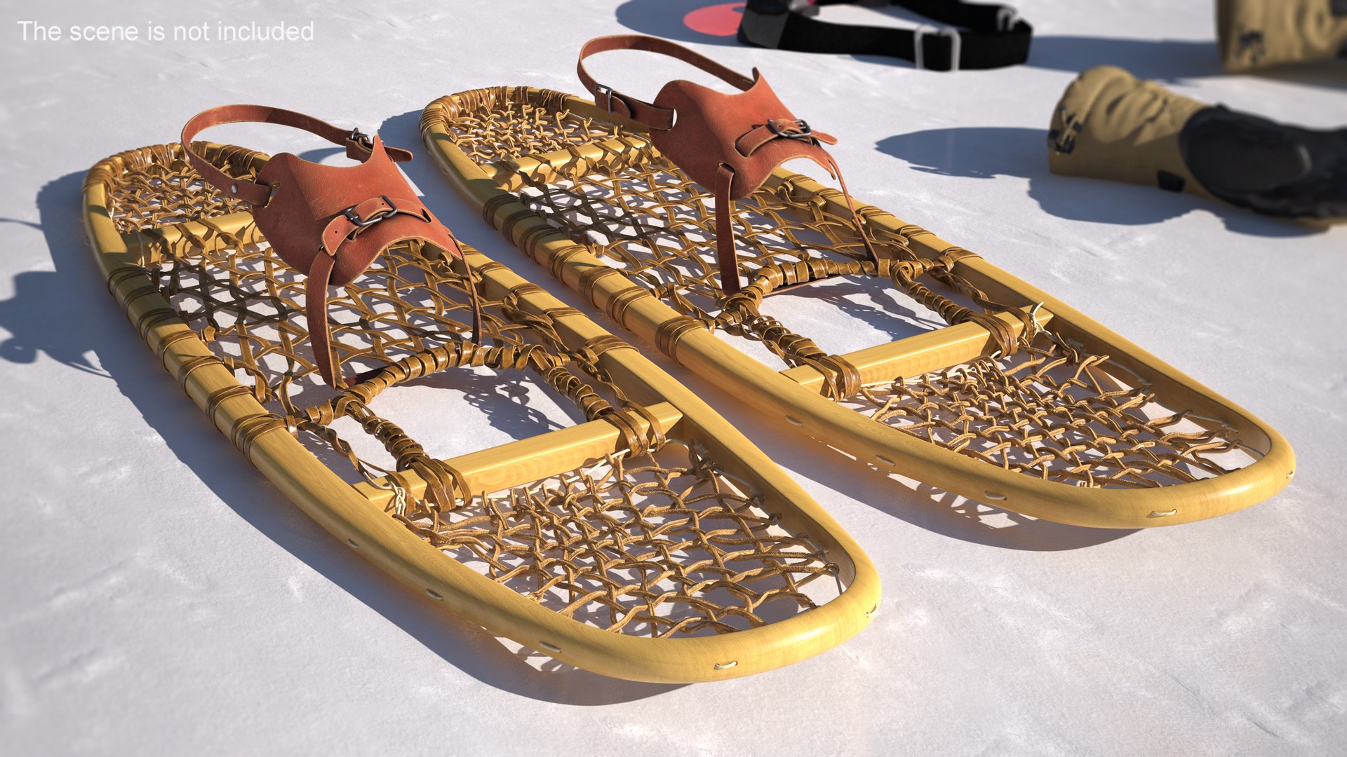 3D Canadian Wood Snowshoes Ready To Wear Model - TurboSquid 2161959