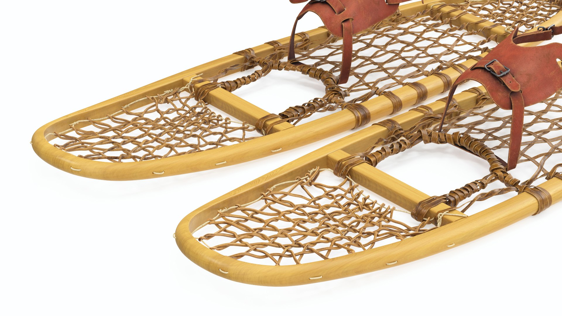 3D Canadian Wood Snowshoes Ready To Wear Model - TurboSquid 2161959