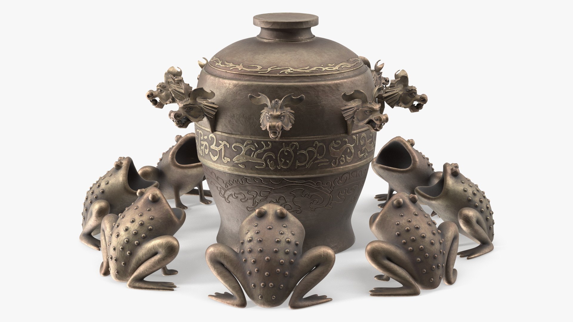 Ancient Chinese Seismograph Bronze 3D - TurboSquid 2417424