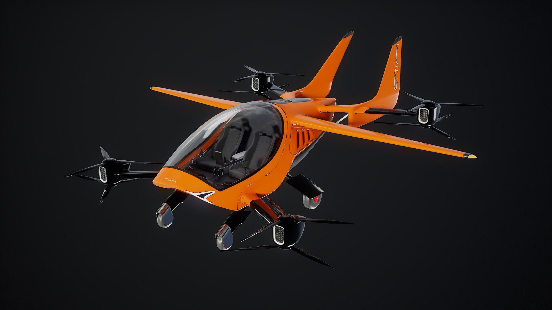 3D Model EVTOL Flying Car Air One Orange PBR - TurboSquid 2059948