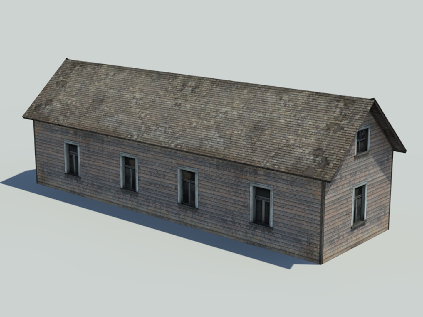 low-poly old wooden house building 3d max