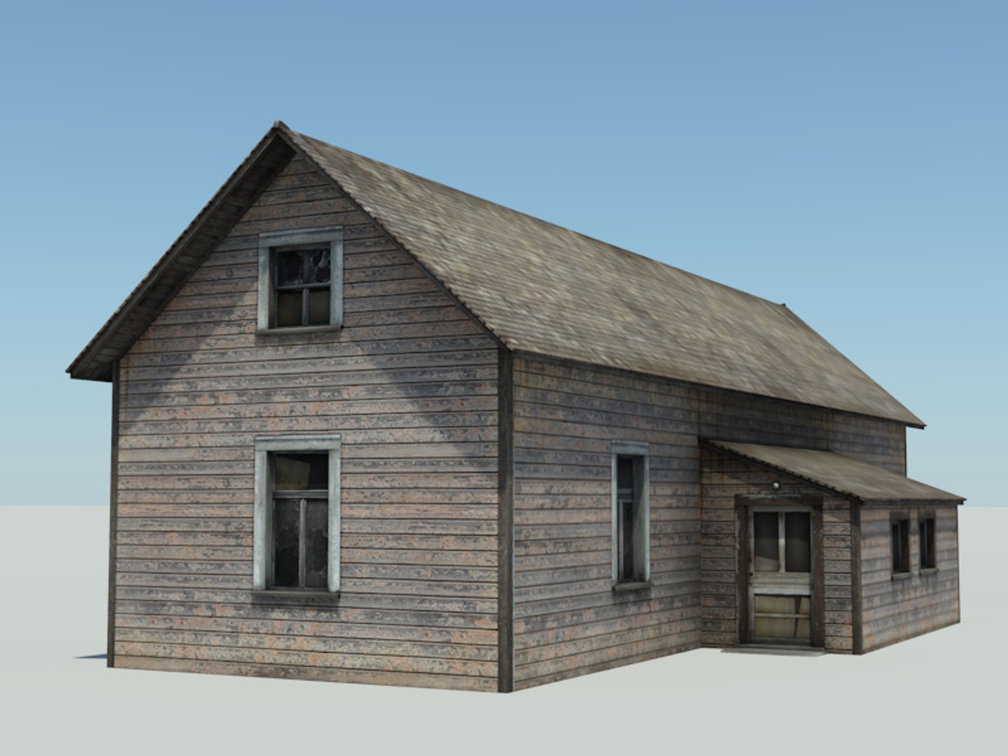 low-poly old wooden house building 3d max