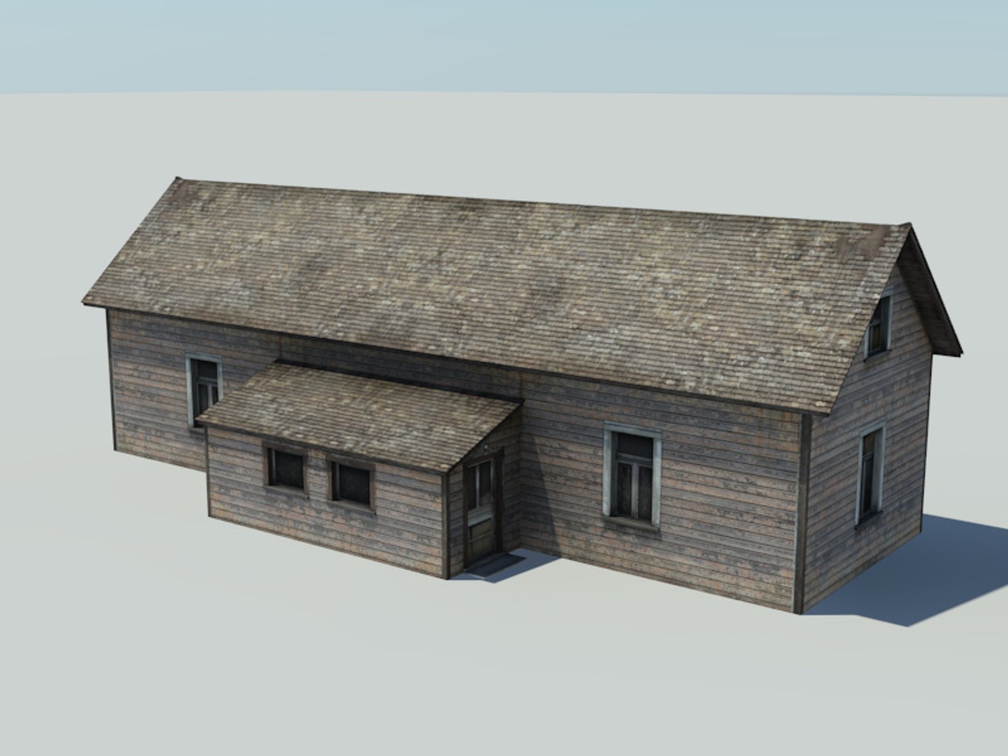 low-poly old wooden house building 3d max
