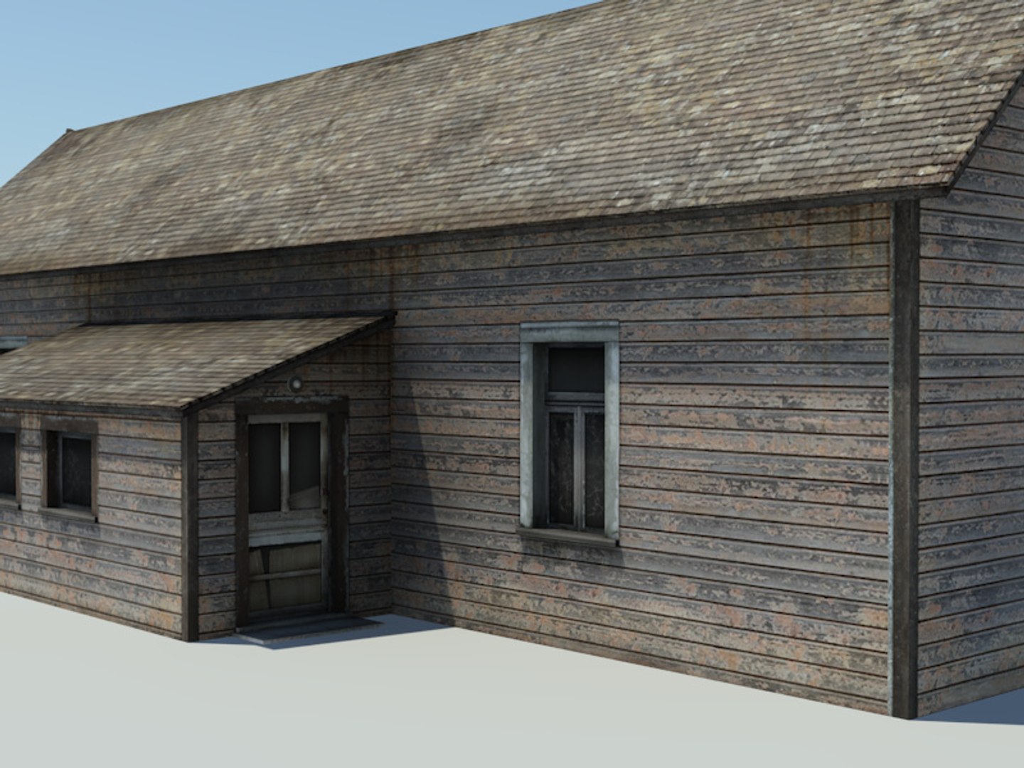 low-poly old wooden house building 3d max