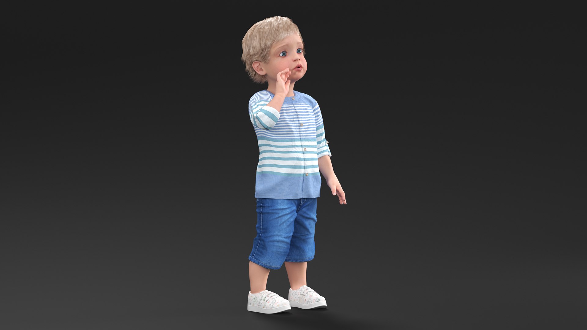 Baby In Summer Strolling Clothes Standing Pose 3D Model - TurboSquid ...