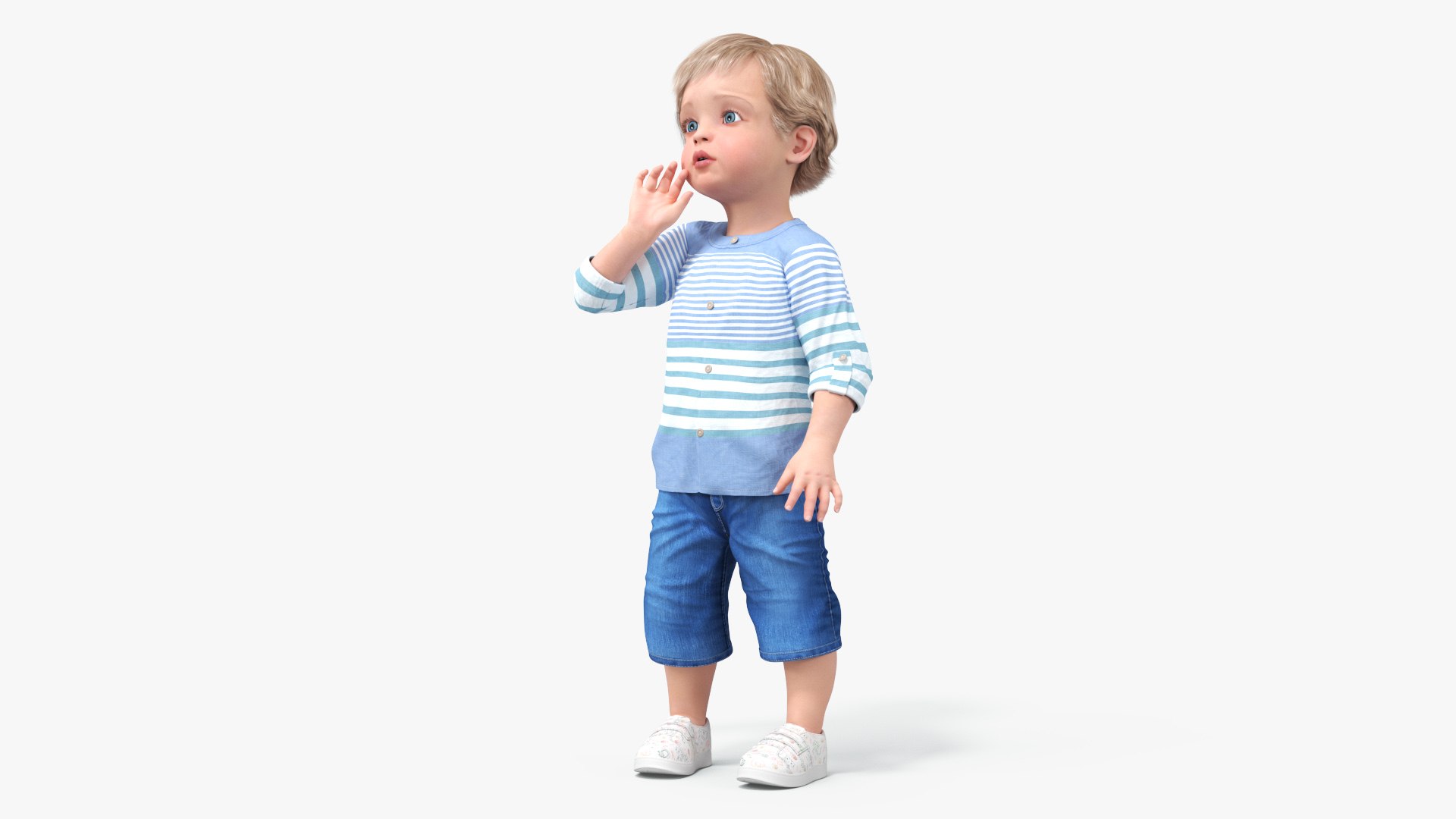 Baby In Summer Strolling Clothes Standing Pose - TurboSquid 2268592