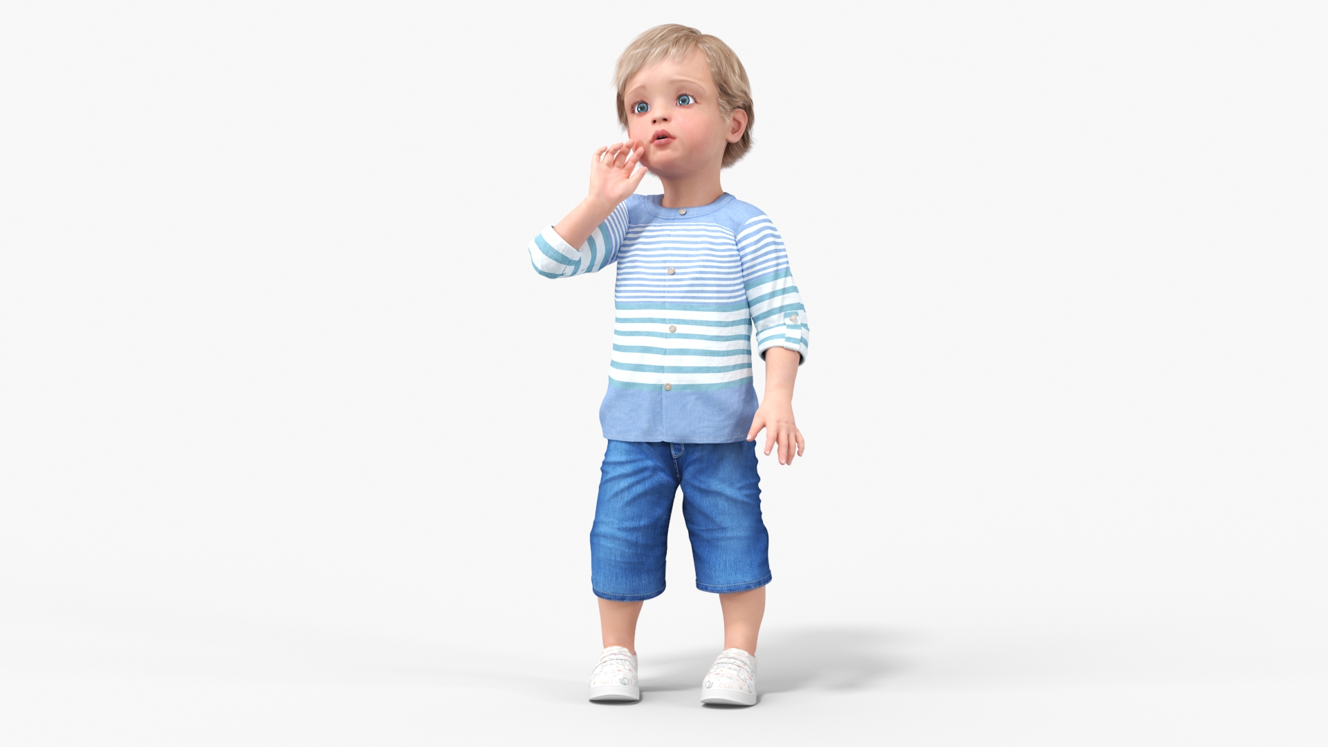Baby In Summer Strolling Clothes Standing Pose 3D Model - TurboSquid ...