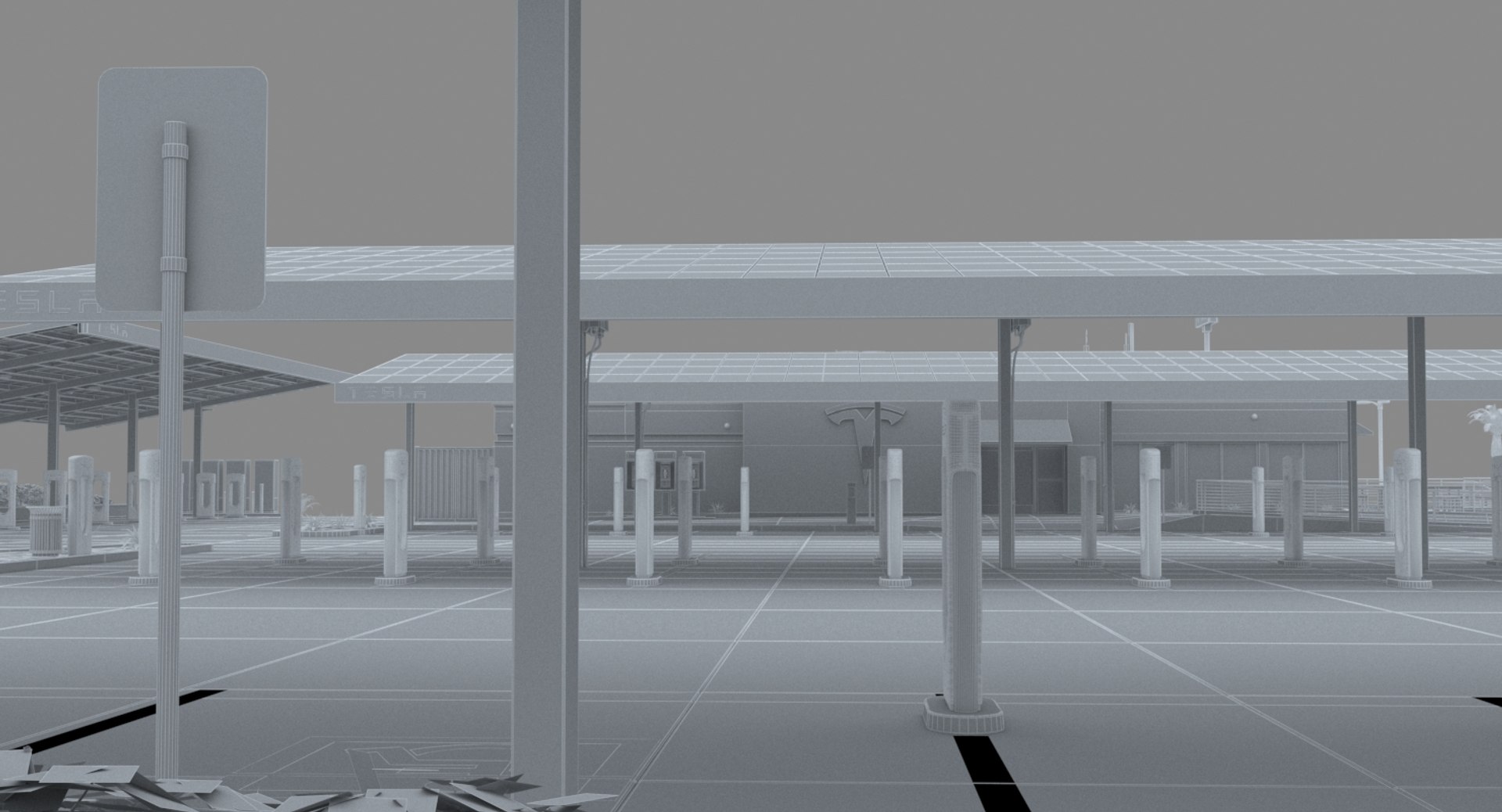 3D tesla supercharger kettleman city model - TurboSquid 1235770