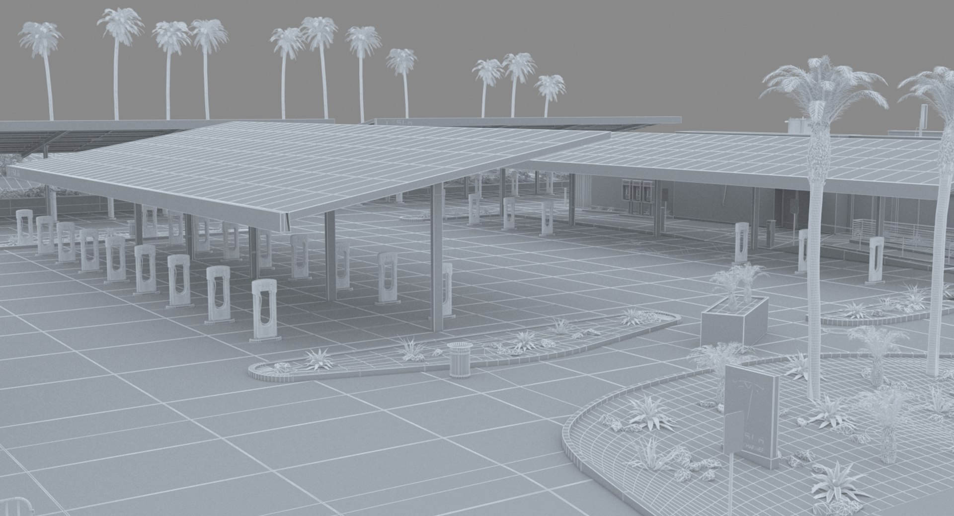 3D tesla supercharger kettleman city model - TurboSquid 1235770