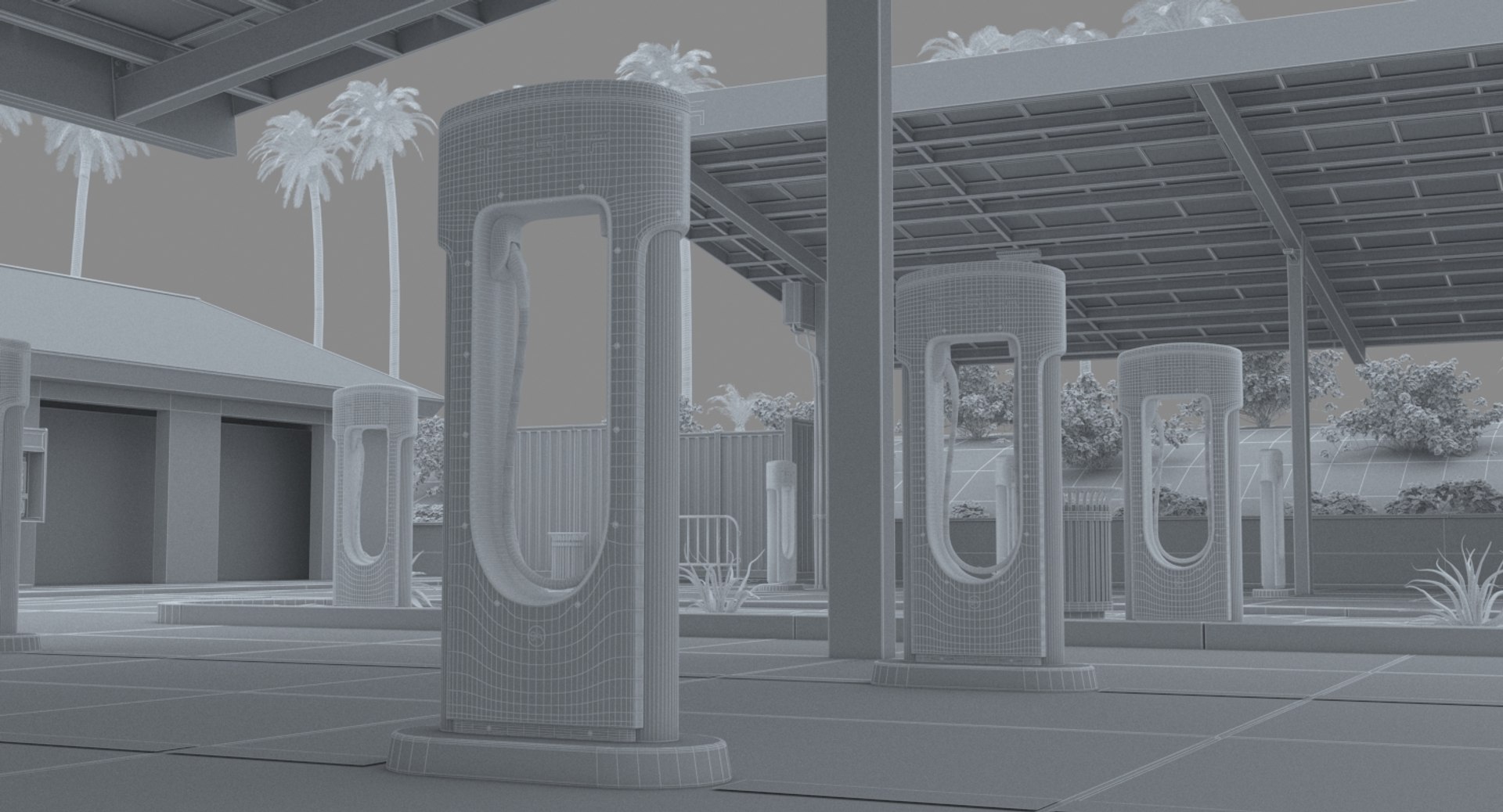3D tesla supercharger kettleman city model - TurboSquid 1235770