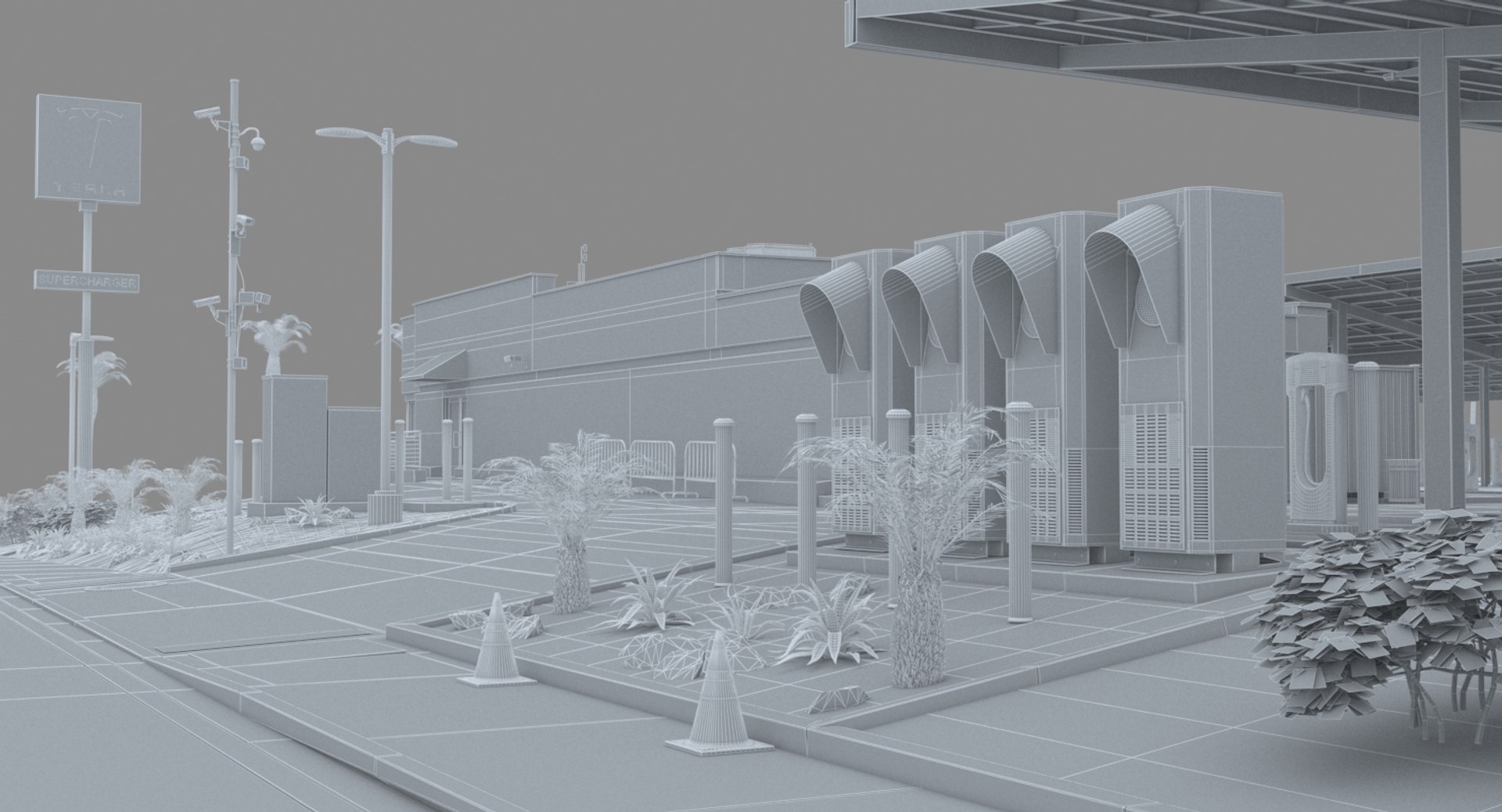 3D tesla supercharger kettleman city model - TurboSquid 1235770