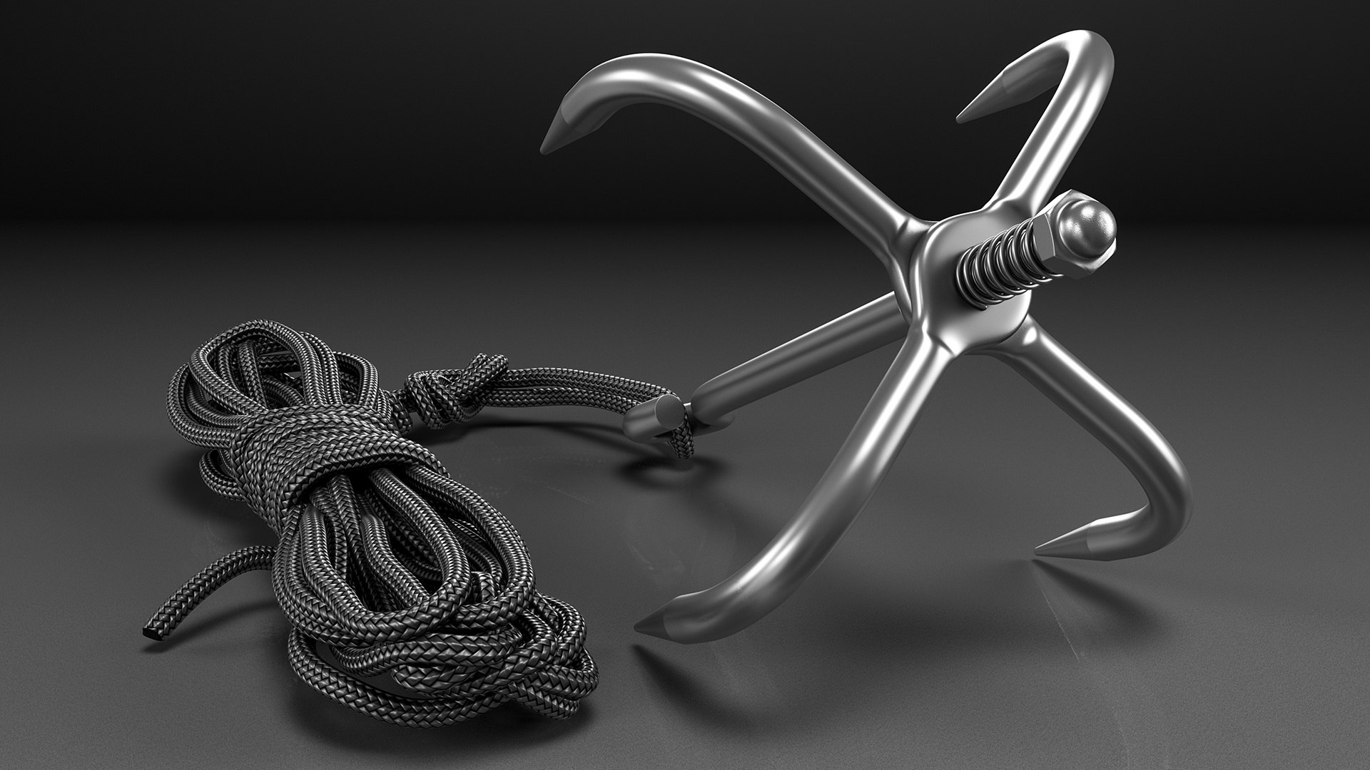 3D folding grappling hook rope model - TurboSquid 1618986