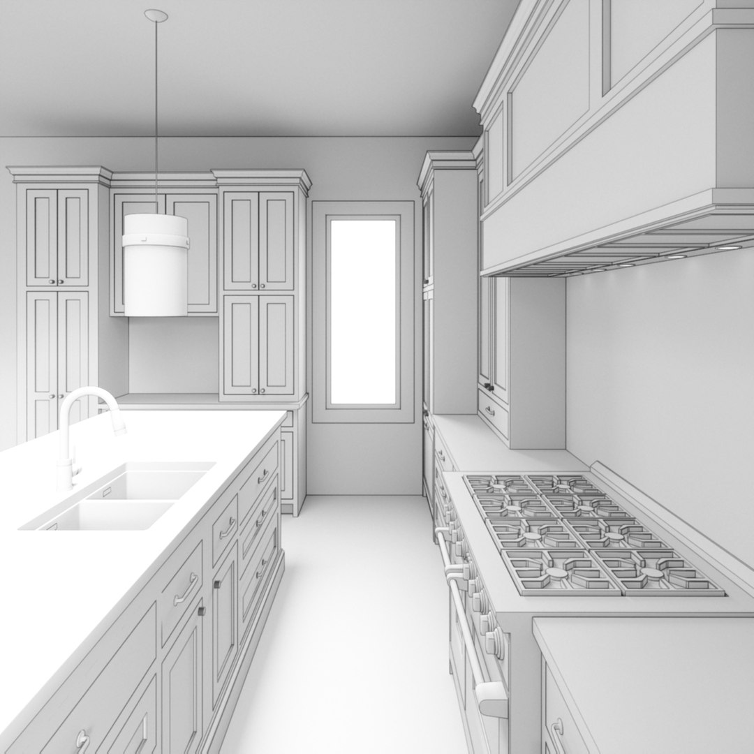 3D Contemporary Kitchen Interior 4 Model - TurboSquid 1511451