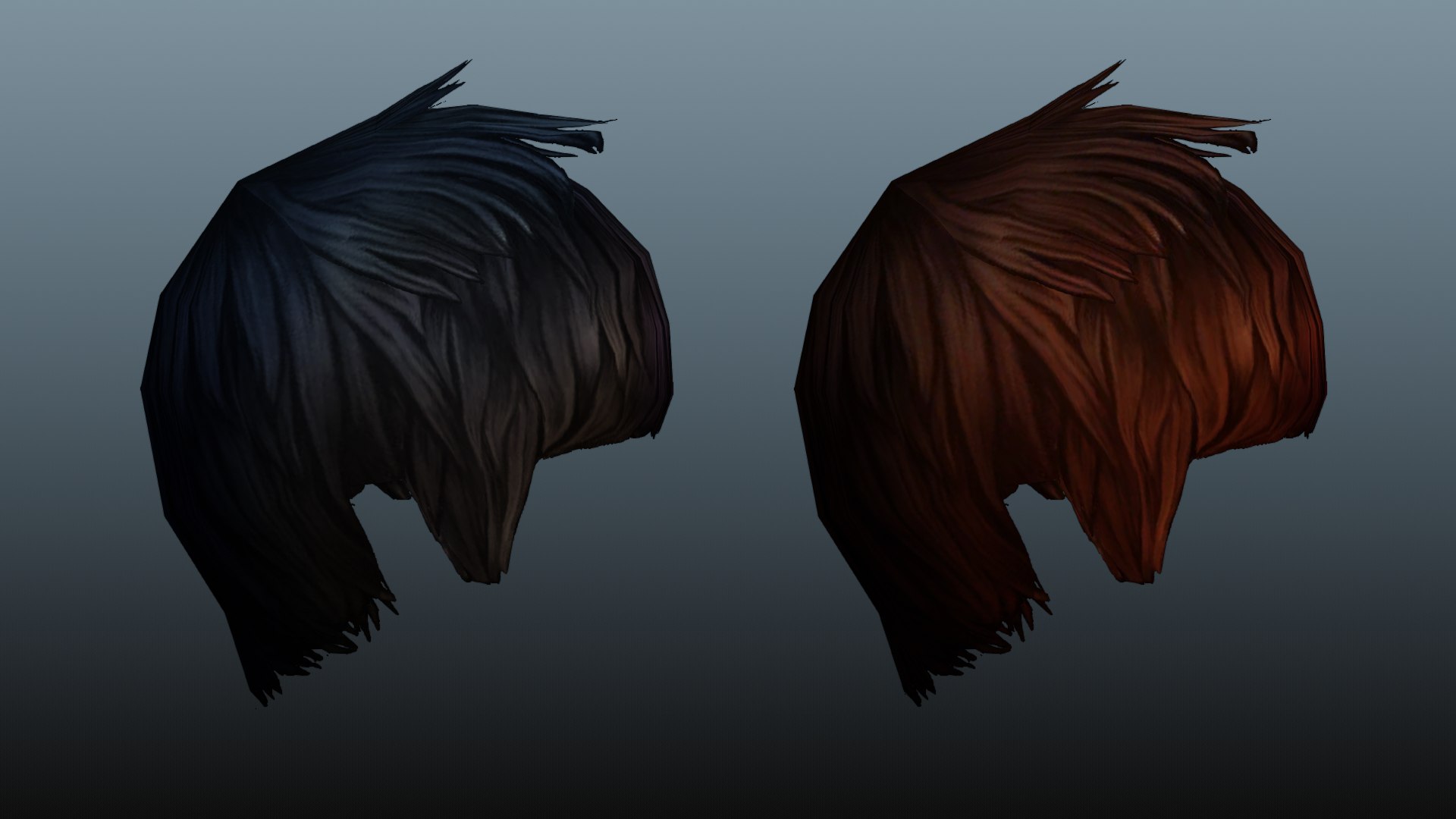 3D Female Hair Low Poly 2 Color - TurboSquid 2095197