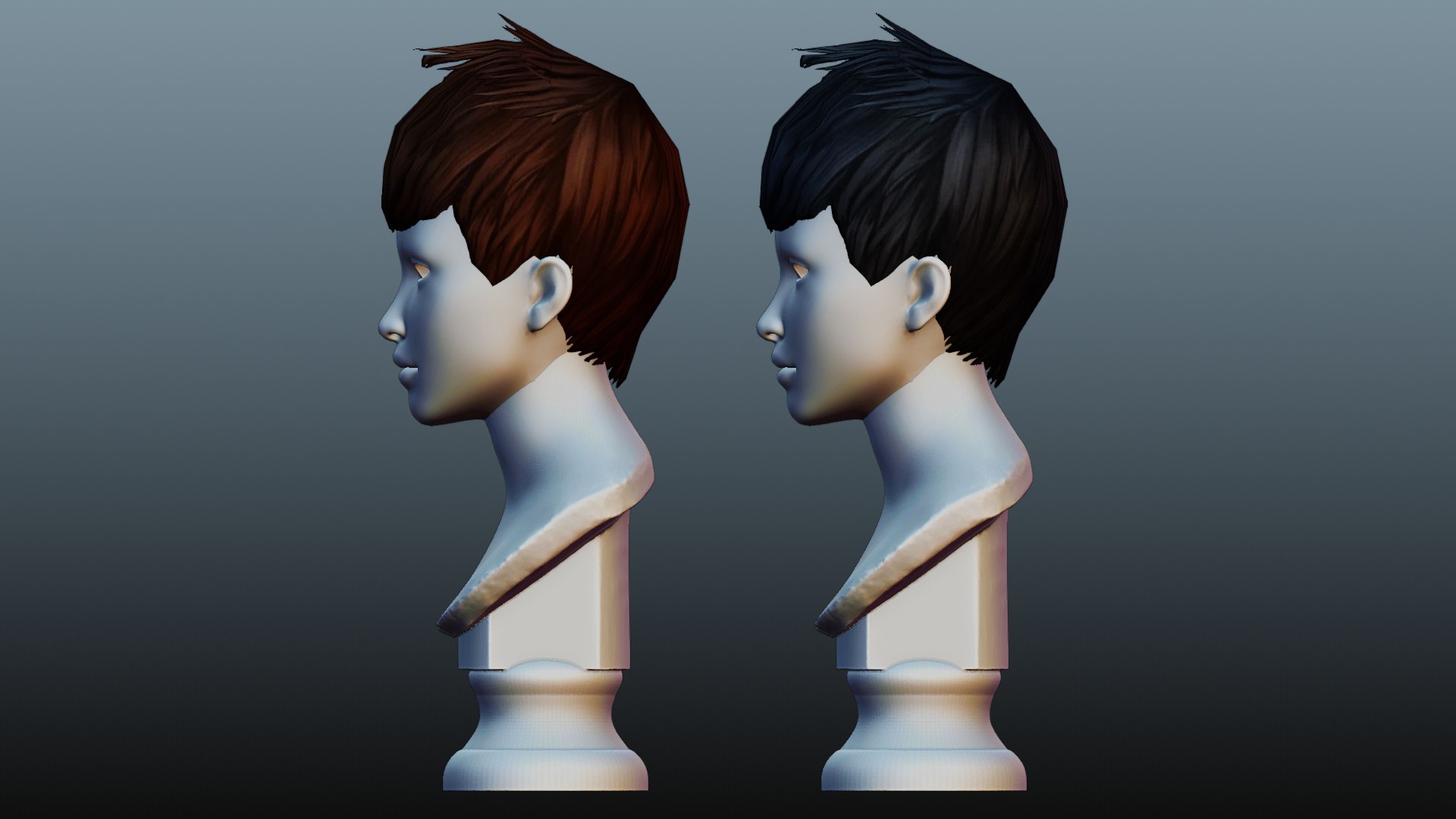 3D Female Hair Low Poly 2 Color - TurboSquid 2095197
