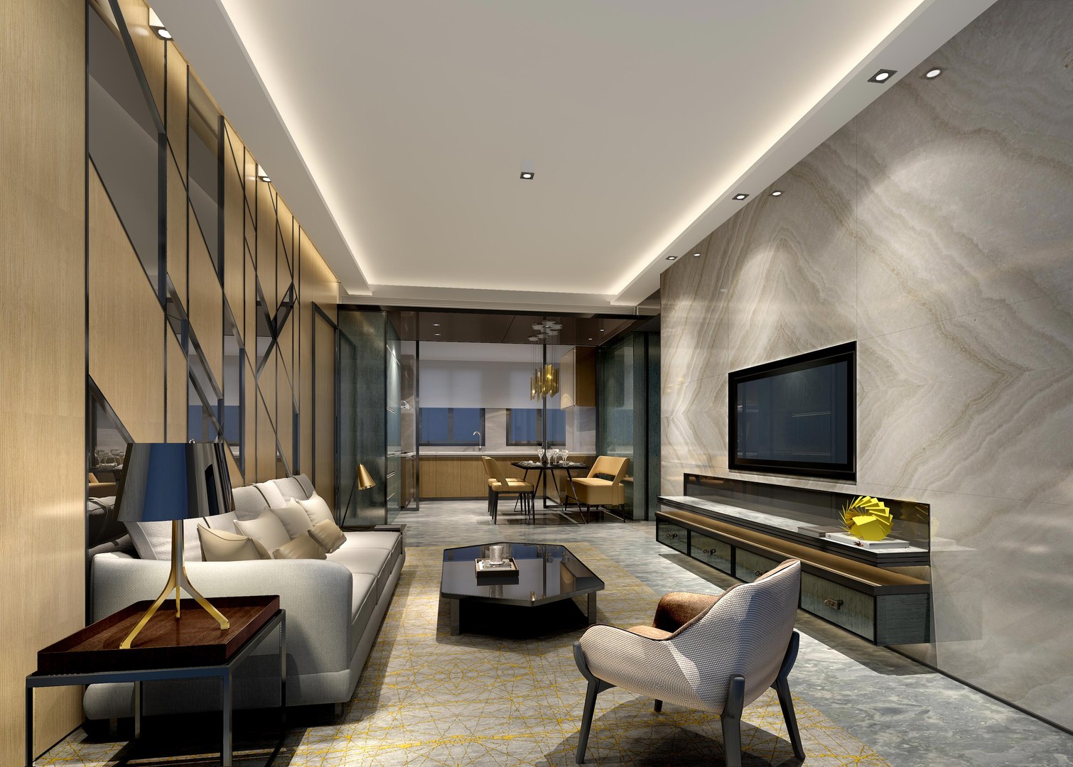 3D Model 57- Modern Luxury Living Room - Light Luxury - TurboSquid 2026409