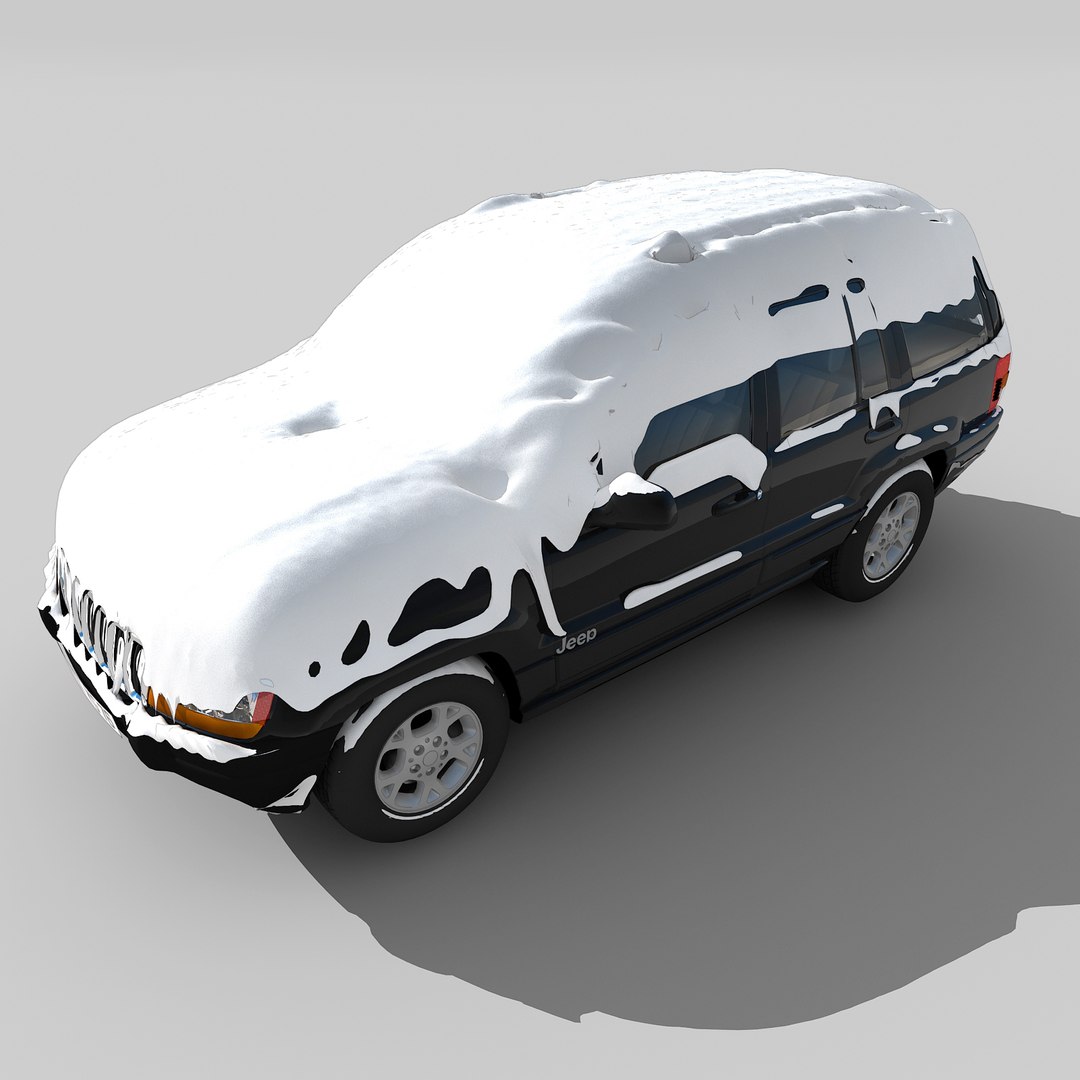 3d snow covered car