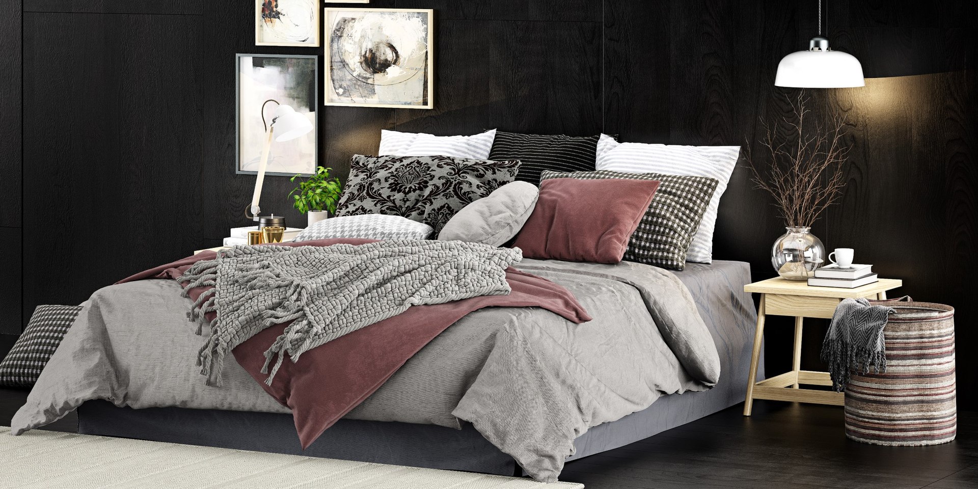 1 Bed Set Table 3D Model - TurboSquid 1592213