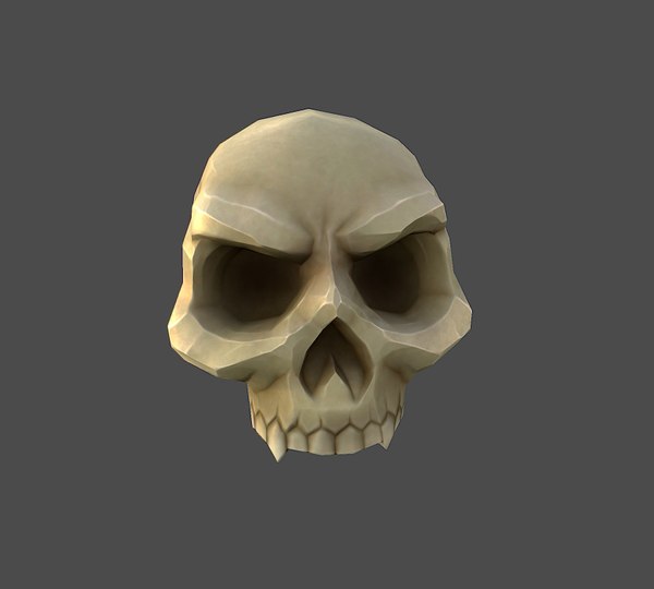 3d model low-poly cartoon skull